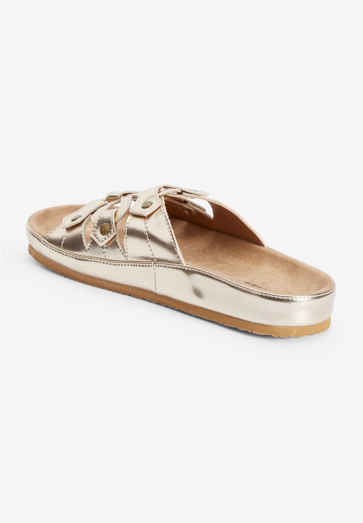 Summer Slip On Sandal with Contoured Footbed, Black | Catherines