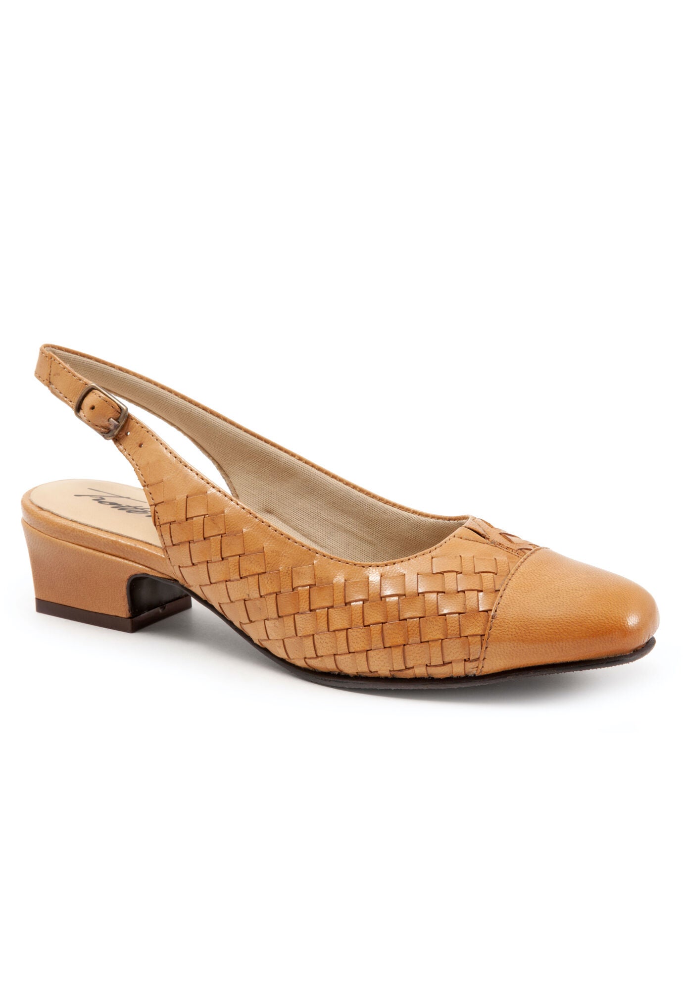 Woven Cap Toe Dea Pump with Slingback Strap, Bone | Catherines