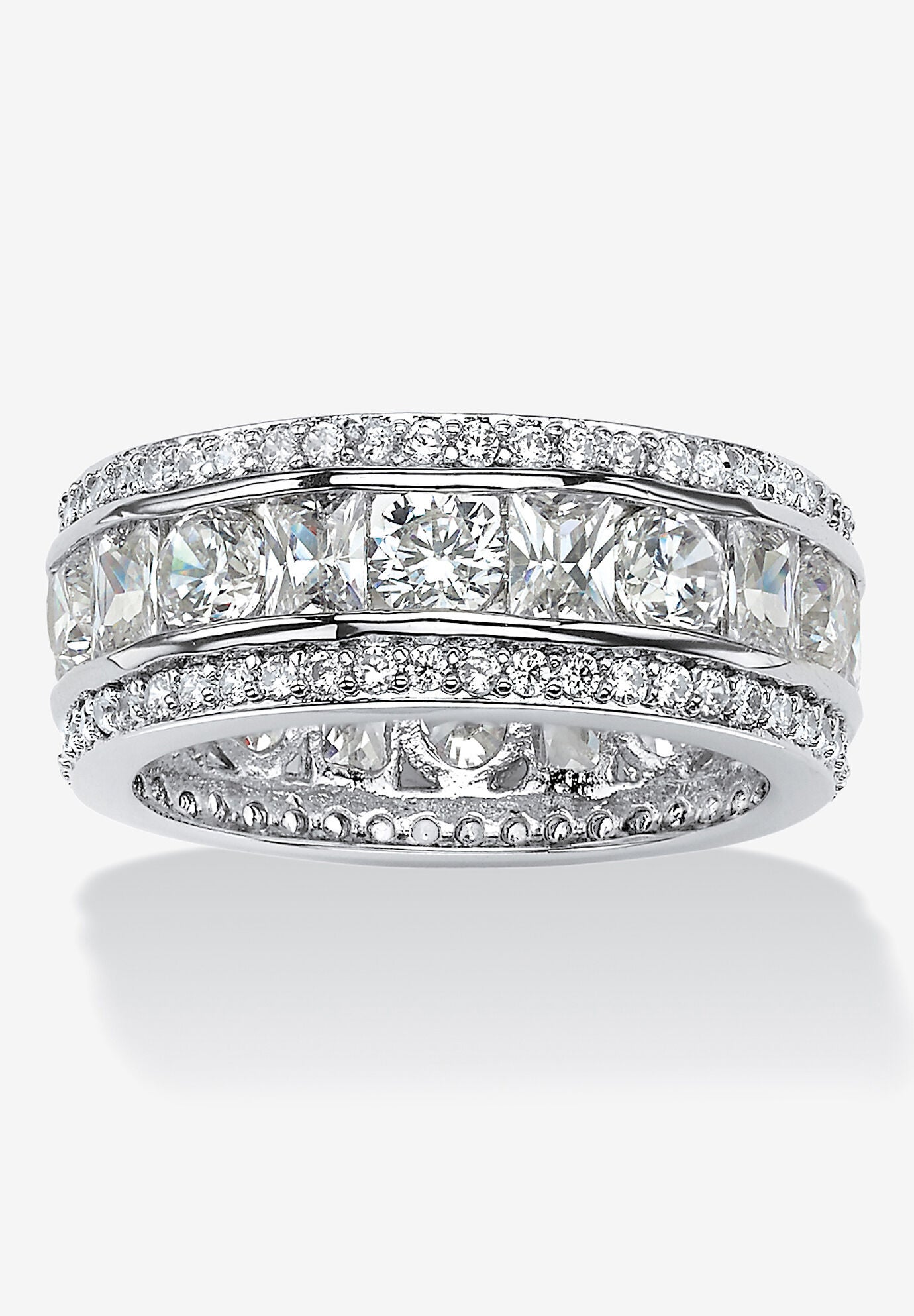 Cubic Zirconia Sterling Silver Eternity Ring 4.66 Cttw., Silver ...