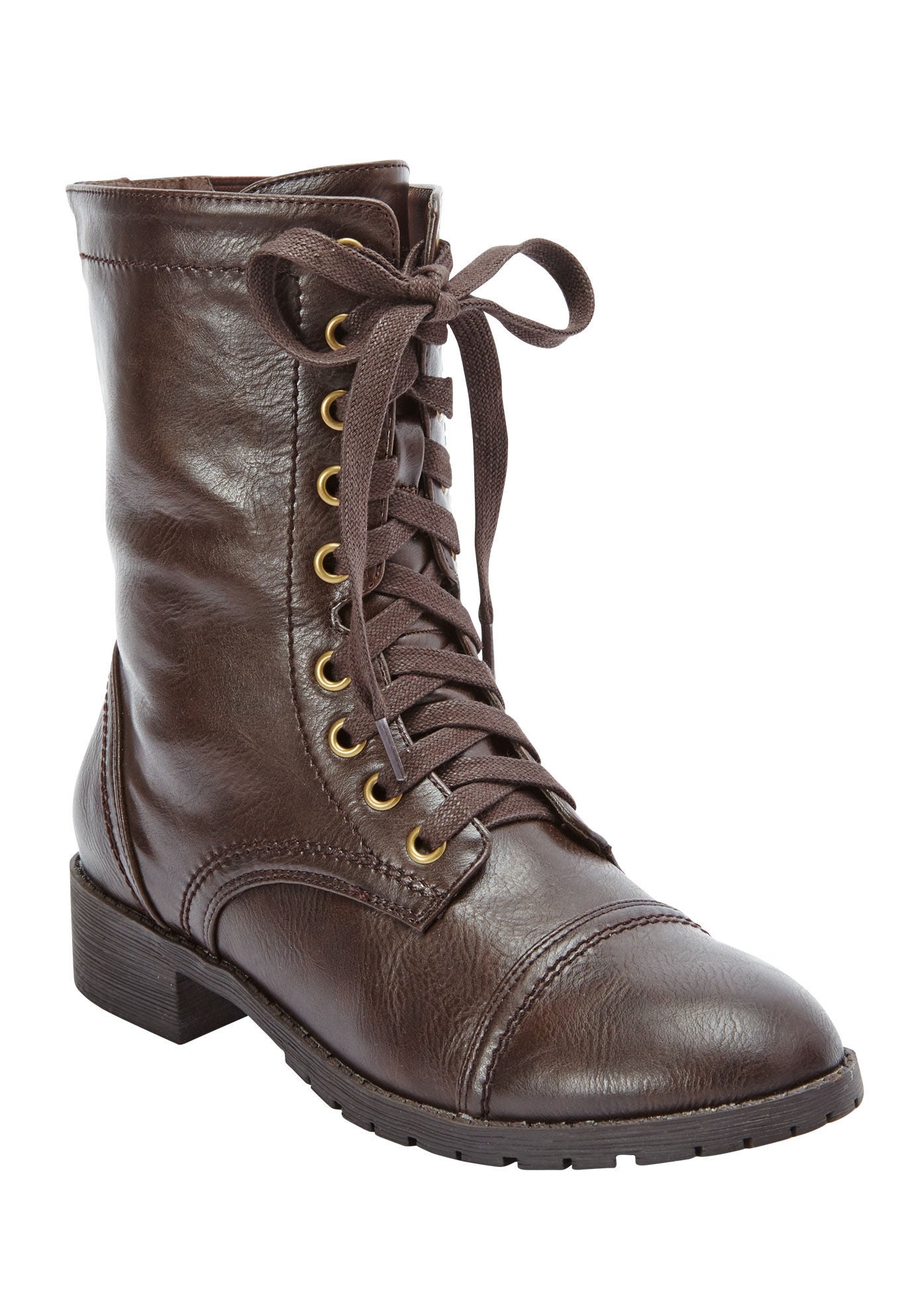 Britta Boot - Leather Zip-Up, Padded Insole, Dark Brown | Catherines