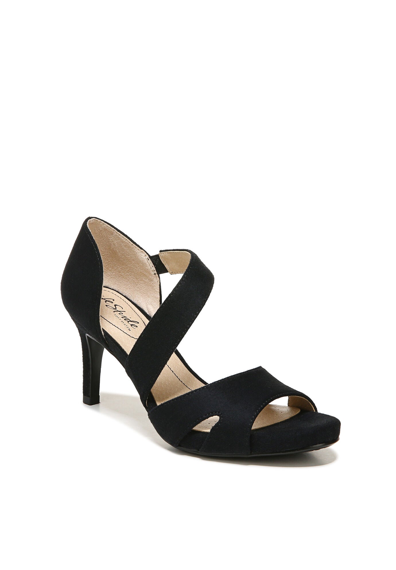 Mega Sandal - Elegant Heeled Sandals for Women, Black Fabric | Catherines