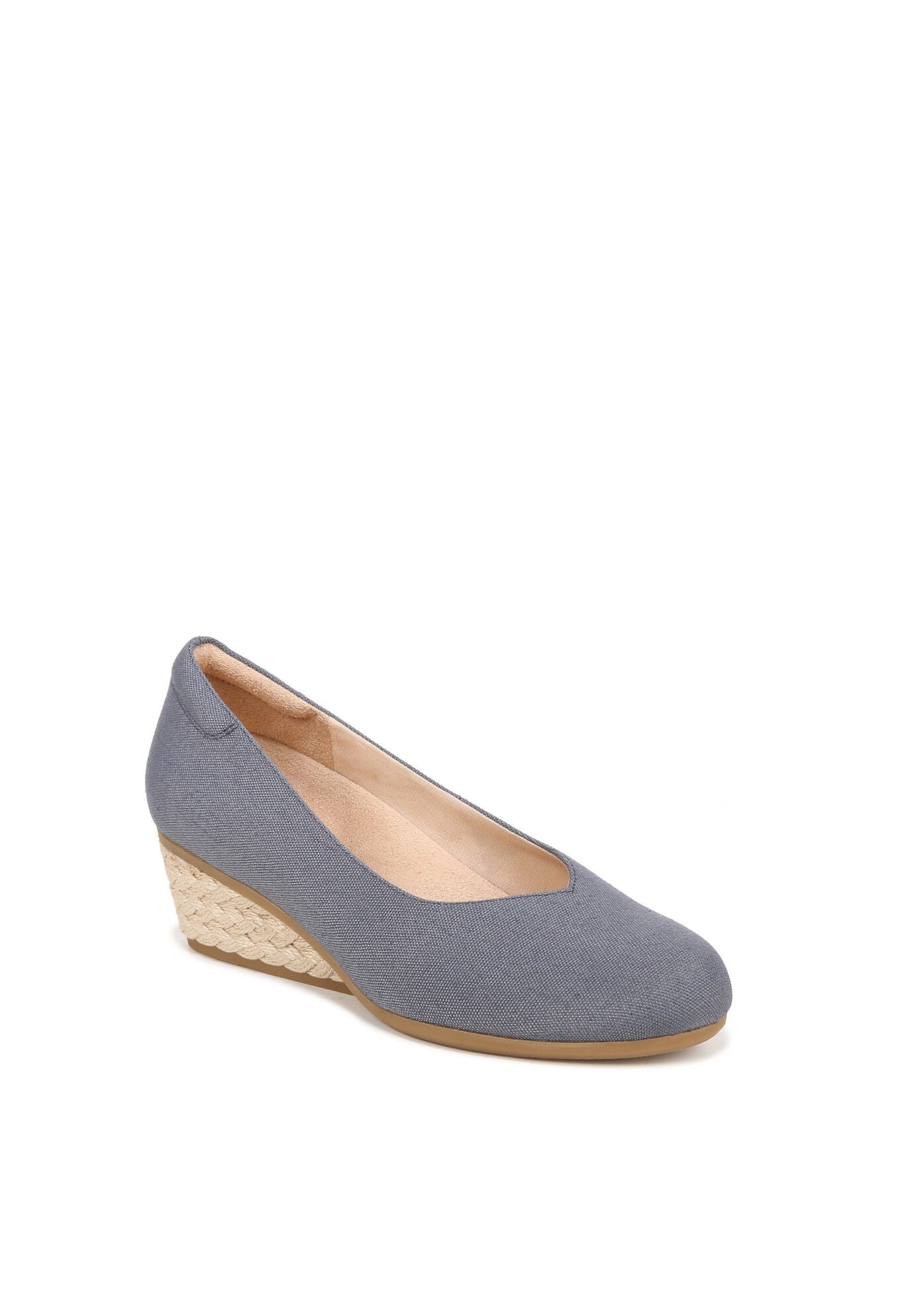 Sustainable "Be Ready" Wedge Slip On Shoes, Blue Fabric | Catherines