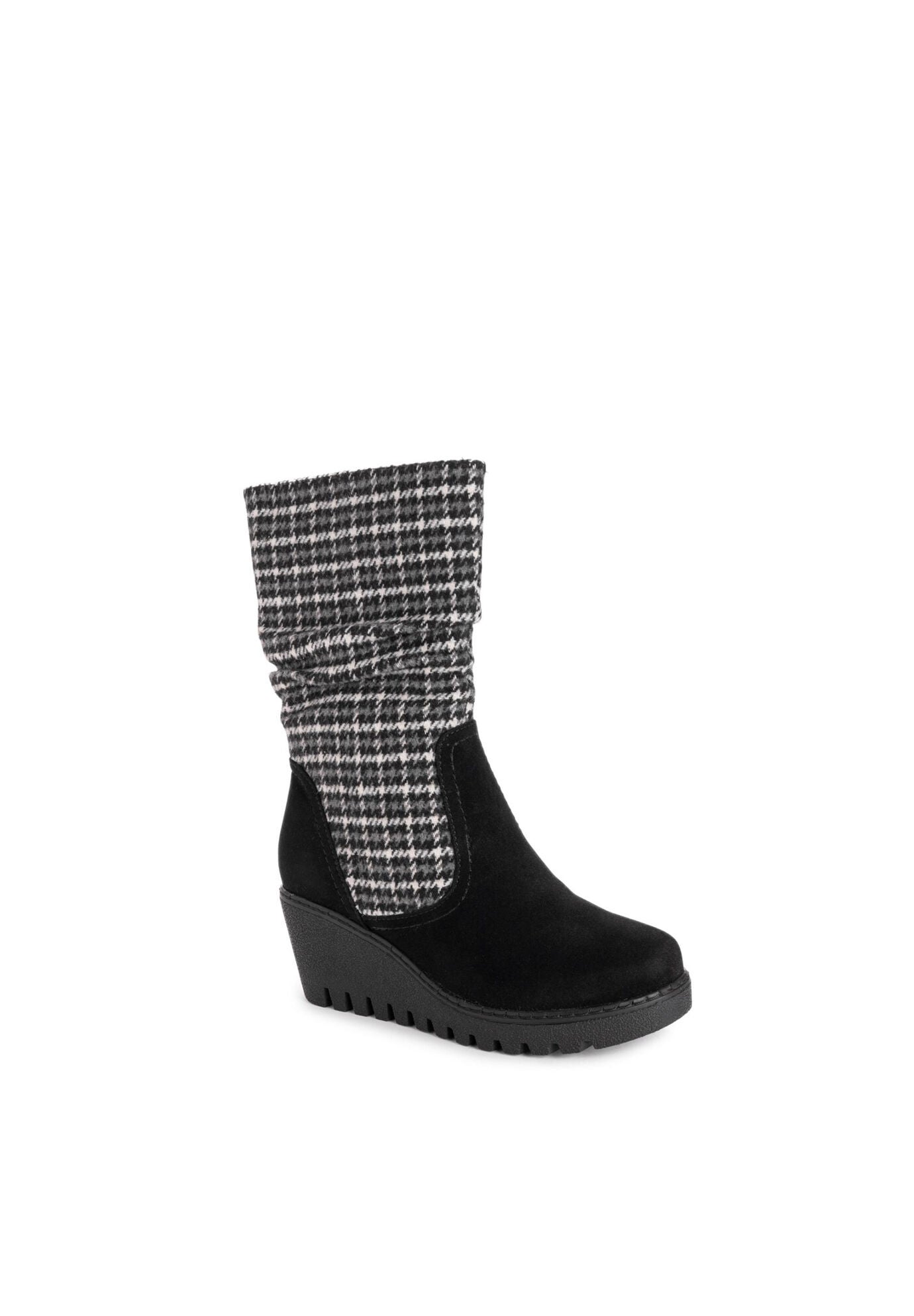 Wedge Boots Vermont Stowe Mid-Calf Memory Foam, Houndstooth Black ...