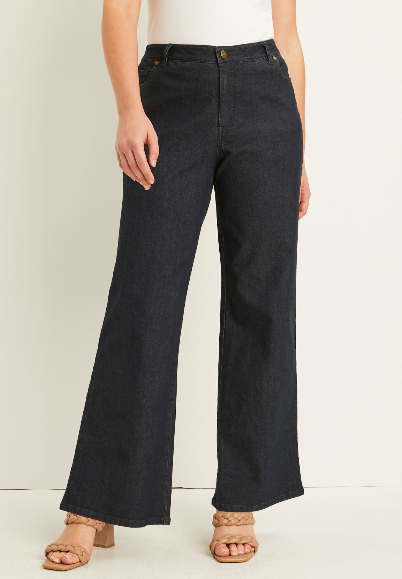 Curvie Fit Wide-Leg Jeans - 90s Nostalgia, Dark Blue | Catherines
