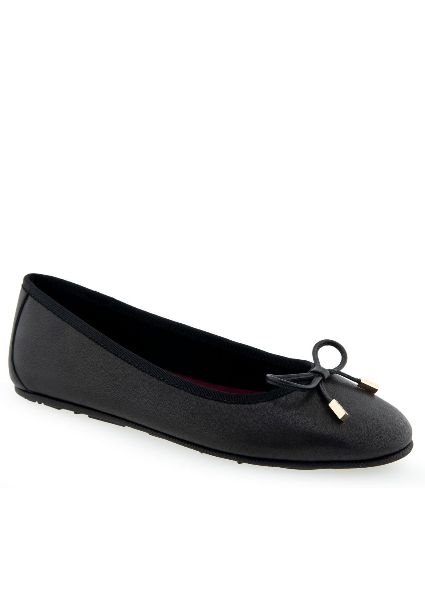 Pia Ballet Flat - Chic Suede Shoe, Black Leather | Catherines