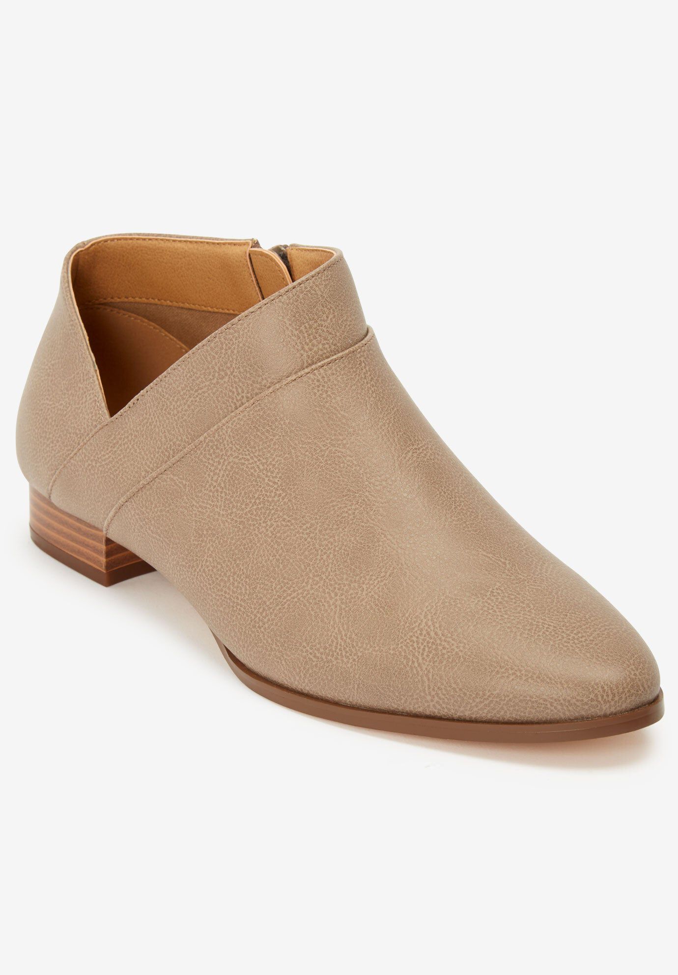 Alma Bootie with Block Heel and Zipper, Black | Catherines