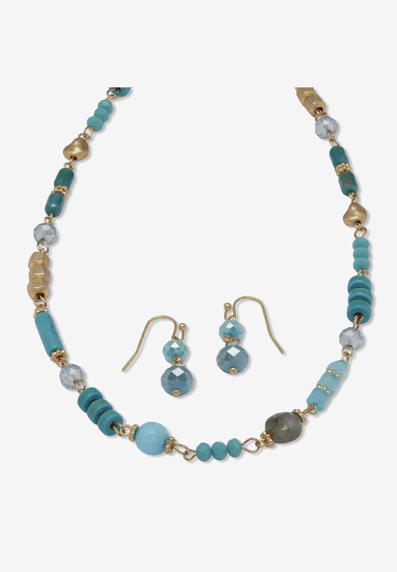 Round Genuine Turquoise Hammered Goldtone Endless Necklace, 36 Inches ...