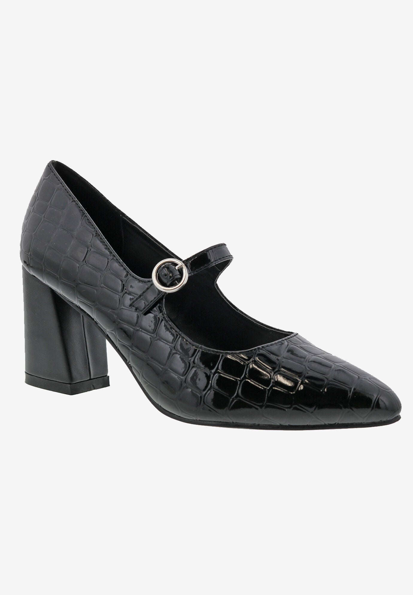 Elegant Vex Pumps with 3" Block Heel, Red Croc Combo | Catherines