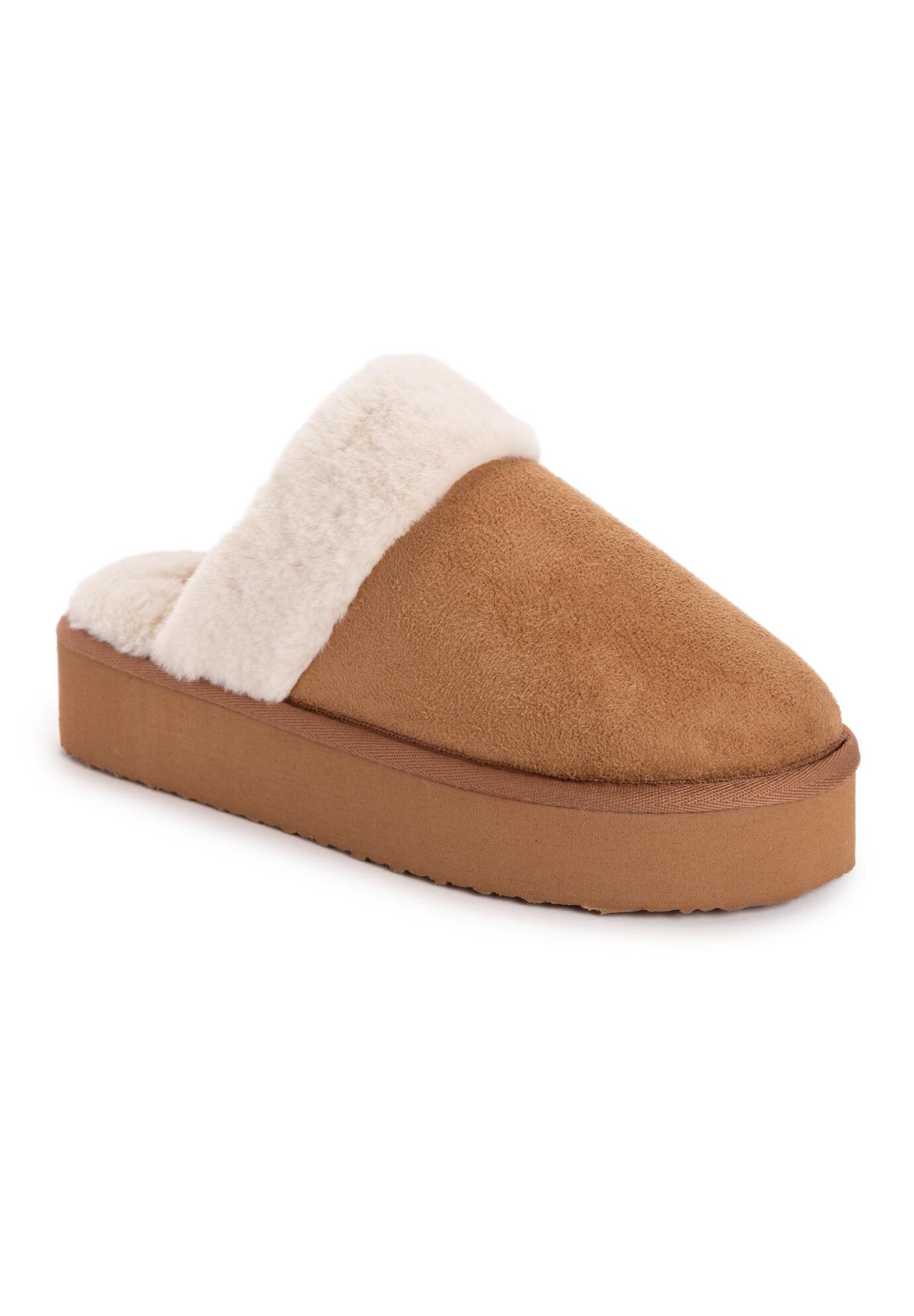 Women's Microsuede Scuff Slipper with Memory Foam, Chestnut | Catherines