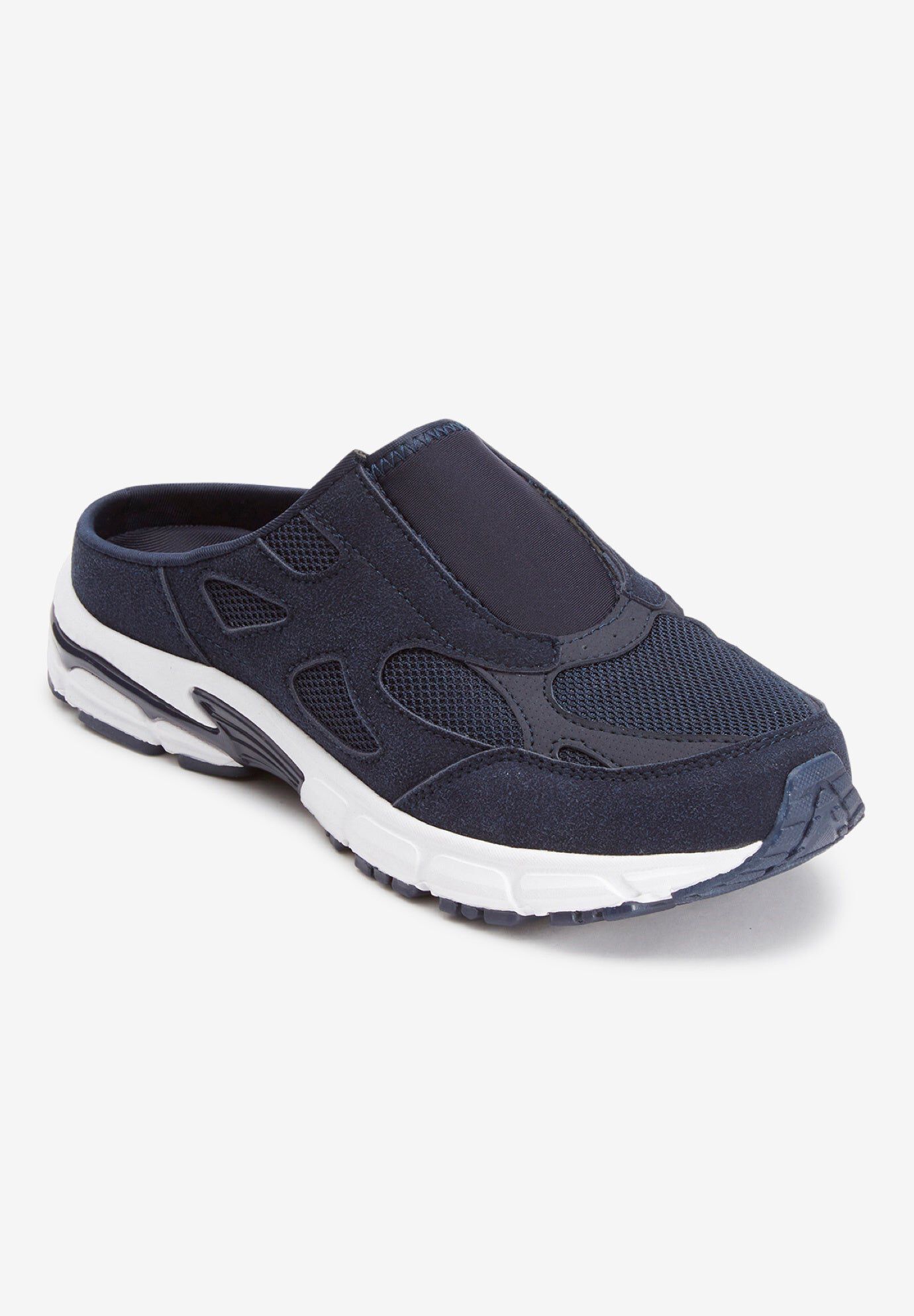Claude Slip On Sneaker - Leather Suede Walking Shoes, White | Catherines