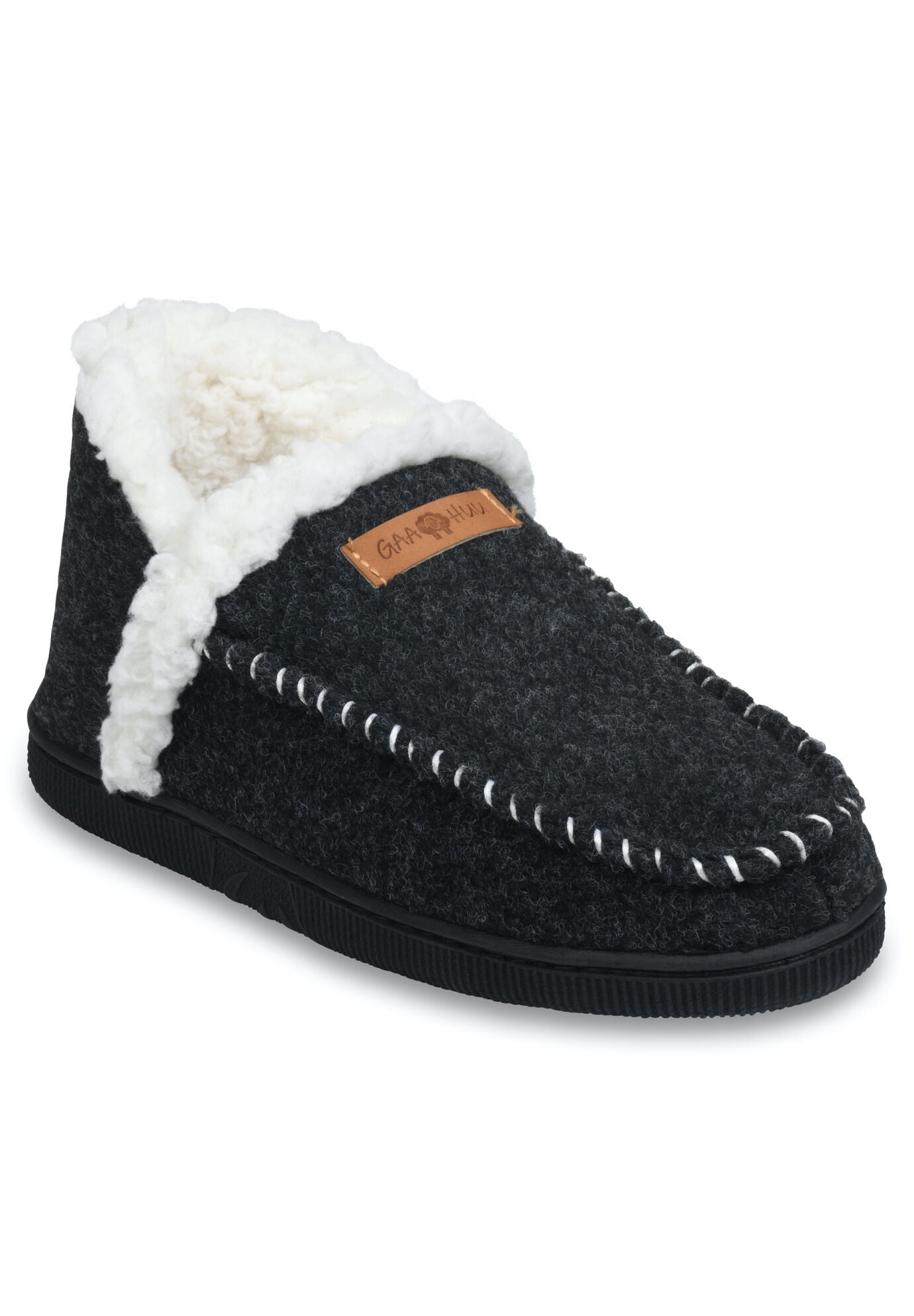 Faux Wool Ankle Slipper Boot with Shearling, 4446220 | Catherines