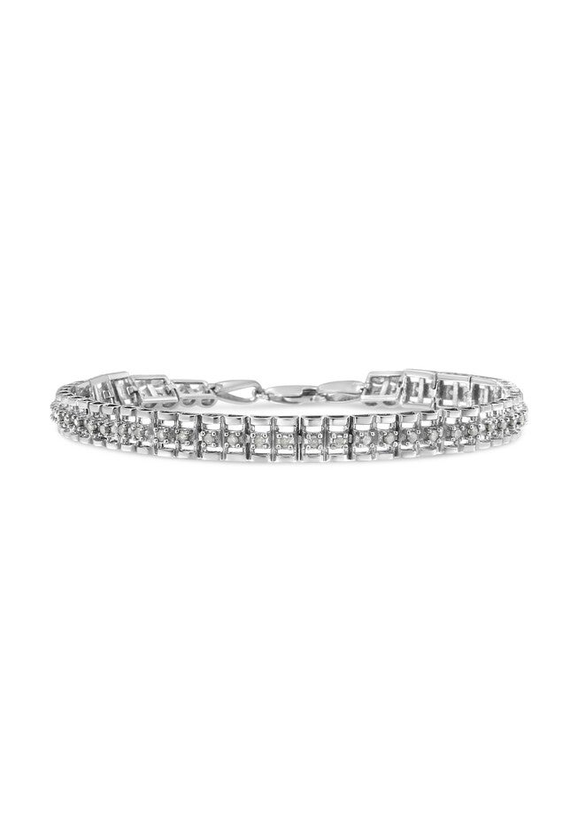 Sterling Silver Diamond Doublelink Tennis Bracelet White Catherines