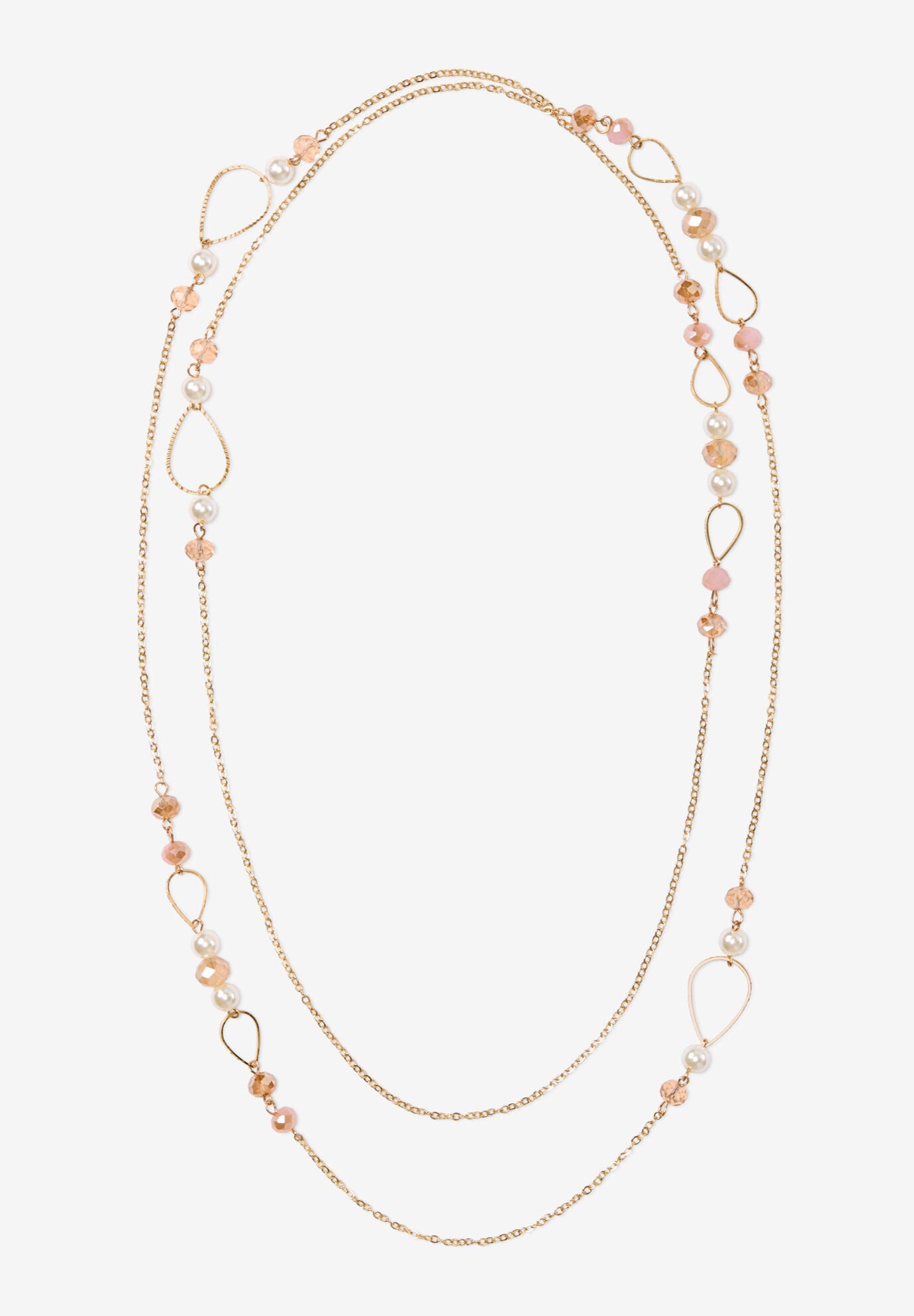 Beaded Chain Necklace with Layered Design, Gold | Catherines