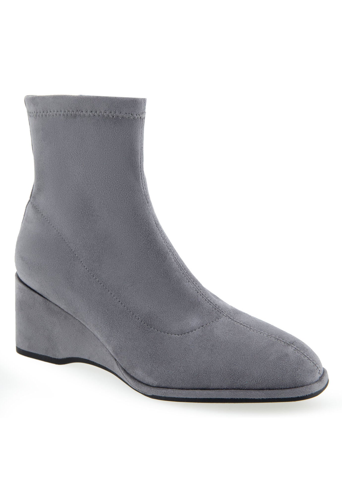 Chic Anouk Bootie - Performance Ankle Boot, Grey Faux Suede | Catherines