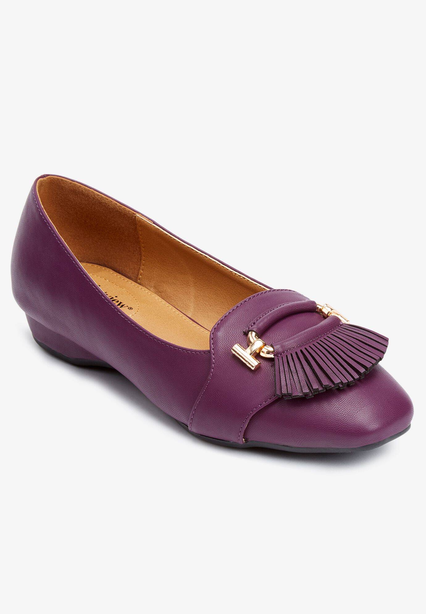 Delaney Flat Leather Fringe Everyday Shoe | Catherines