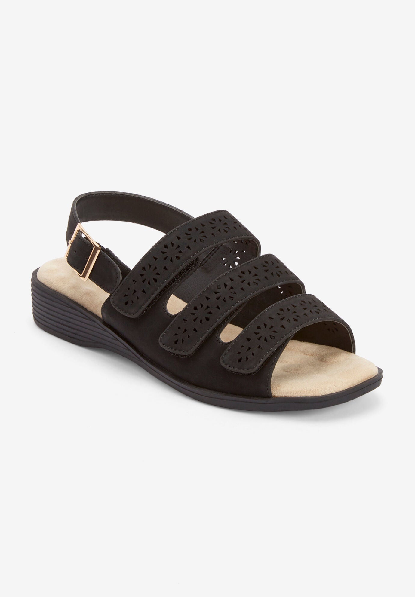 Women's Adjustable Sutton Sandal - Comfortview, Black | Catherines
