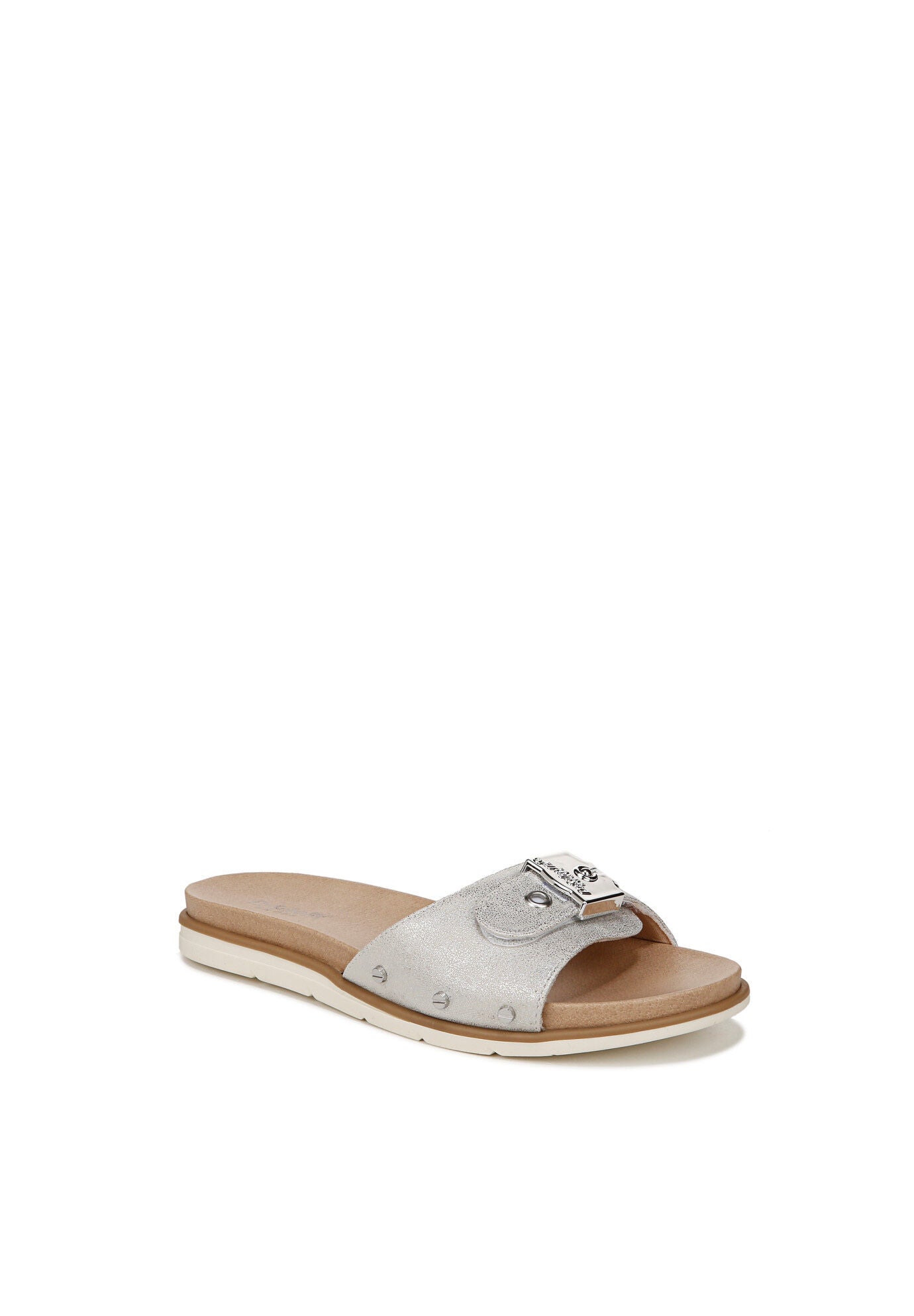 Iconic Slide Sandals with Legendary Comfort, Silver Faux Leather ...