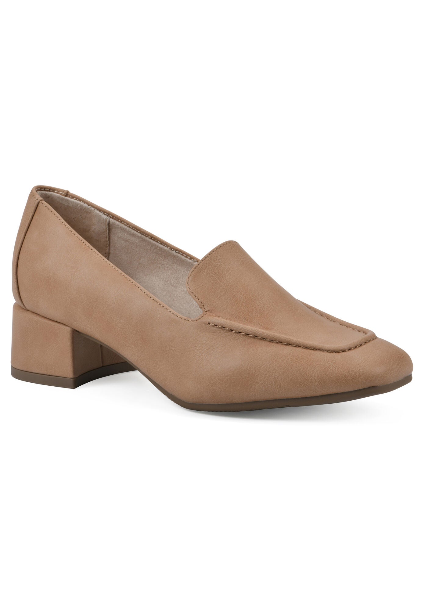 Square Toe Quinta Pump - Classic Dress Shoes, Natural | Catherines