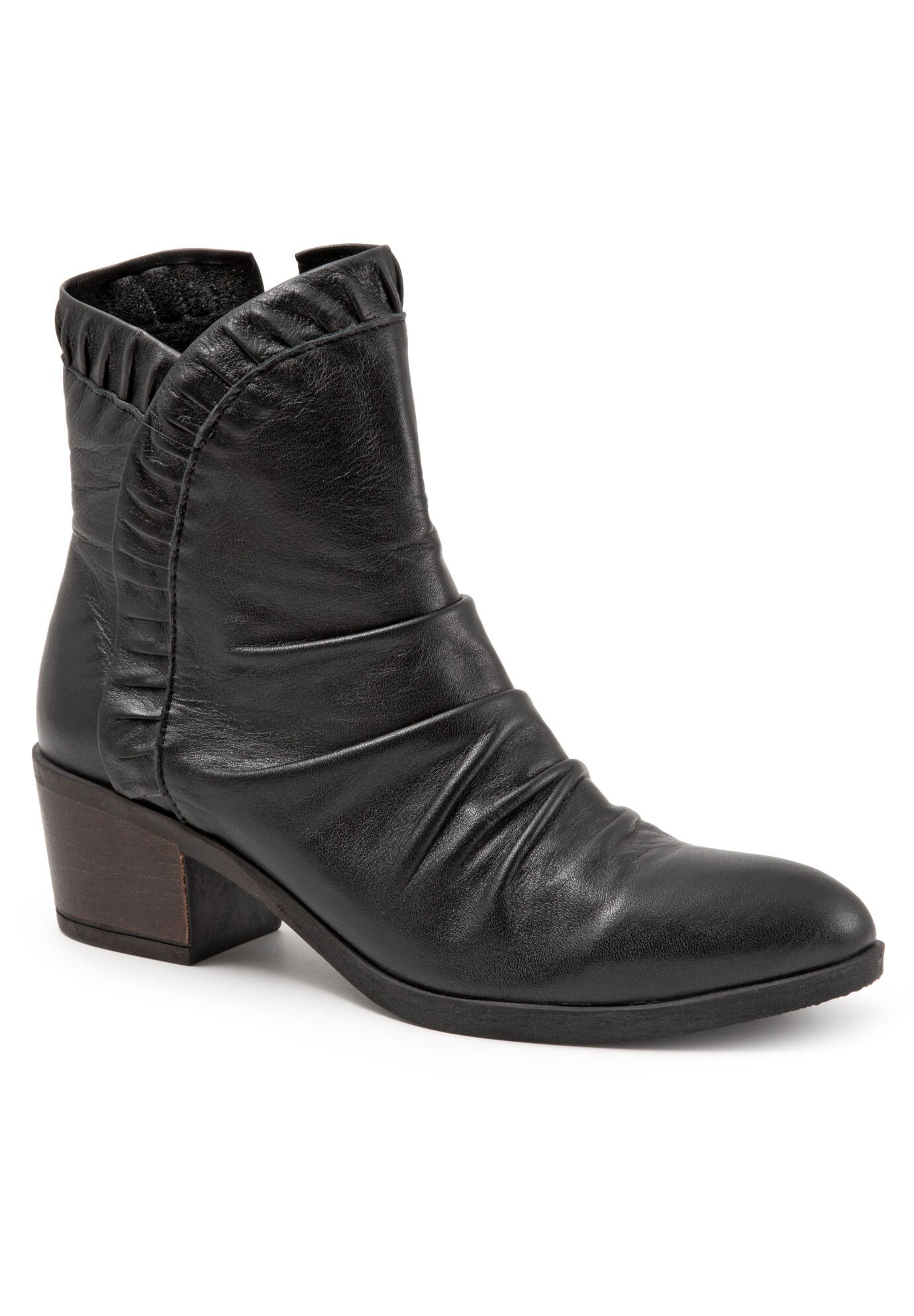 Connie Bootie - Leather Slouchy Ankle Boots, Merlot | Catherines