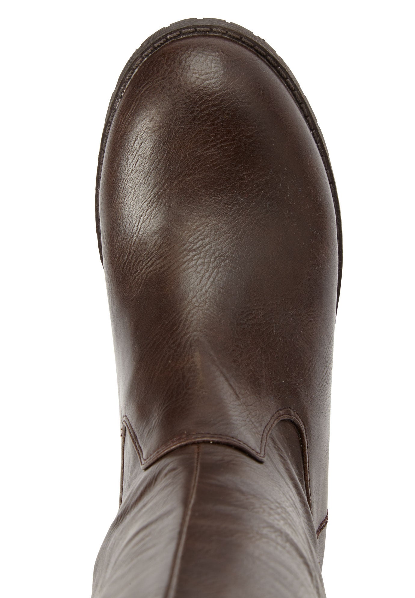 Wide Calf Charleston Boot with Leather-Like Upper, Dark Brown | Catherines