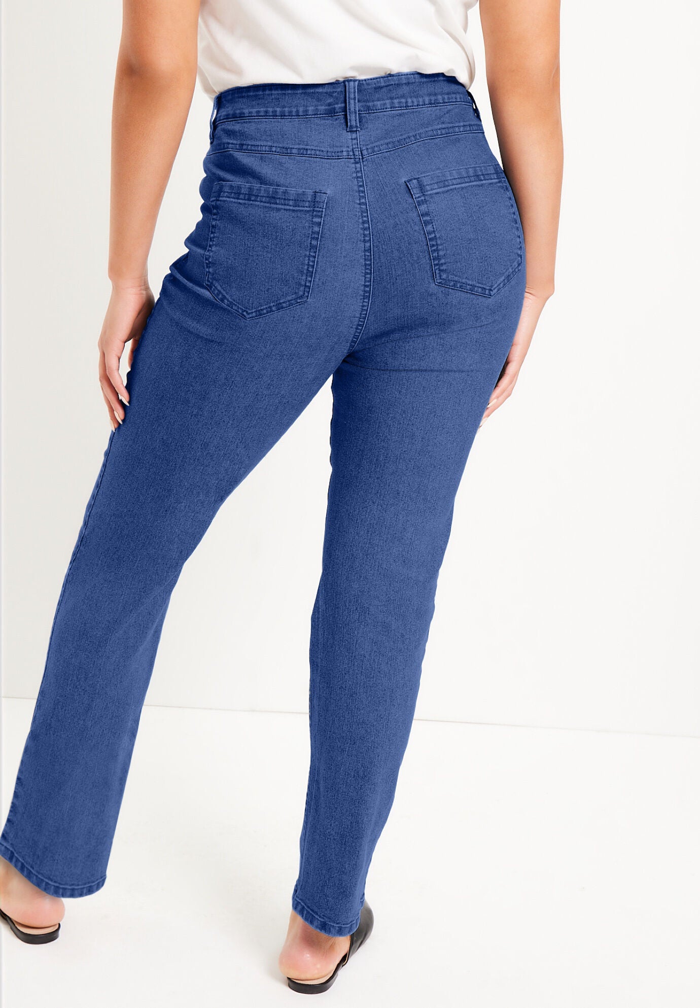 Straight-Leg Jeans - June Fit Denim Style, Dark Blue | Catherines
