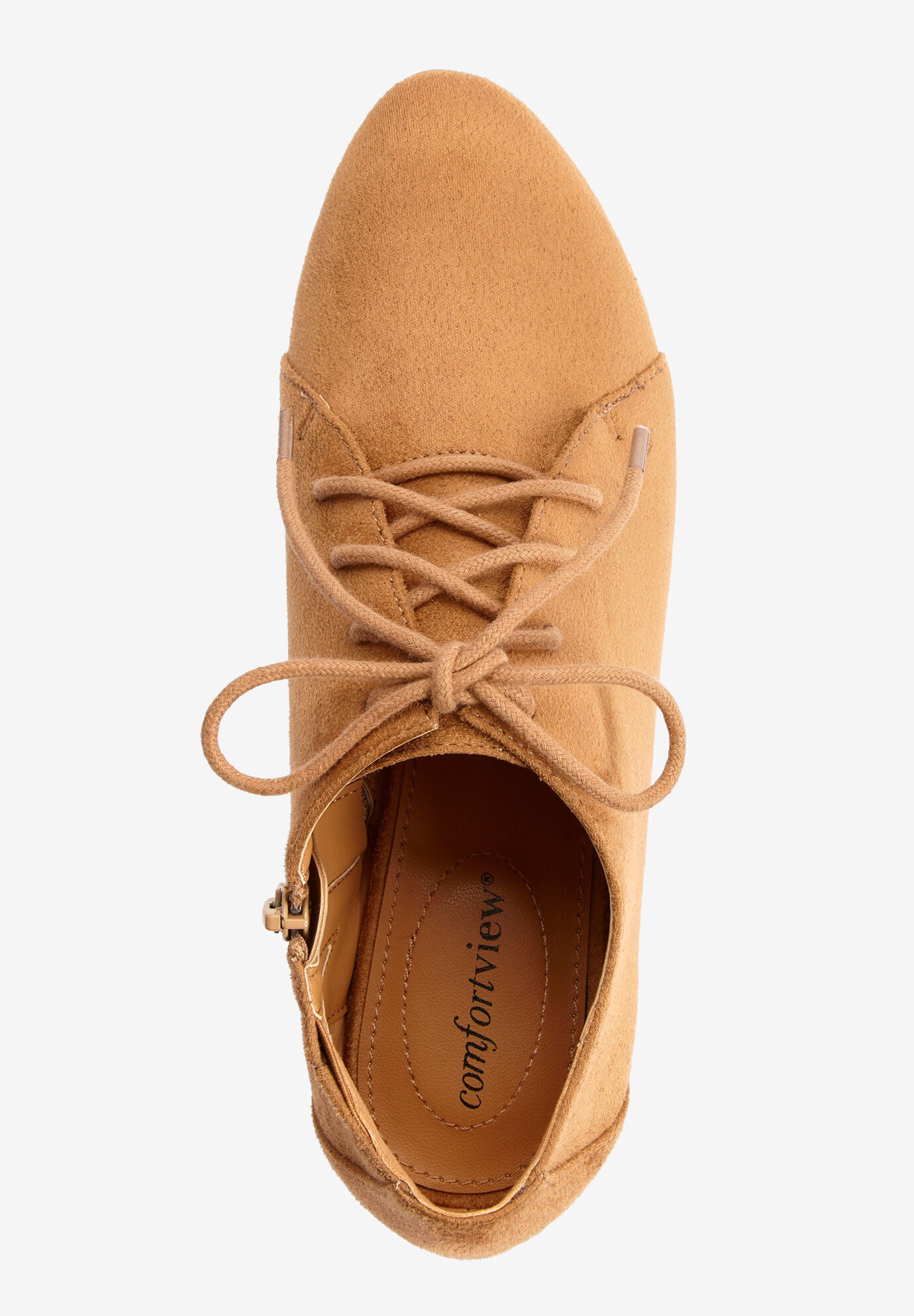 Gracen Shootie with Suede-Like Upper & Tie-Up, Brown | Catherines