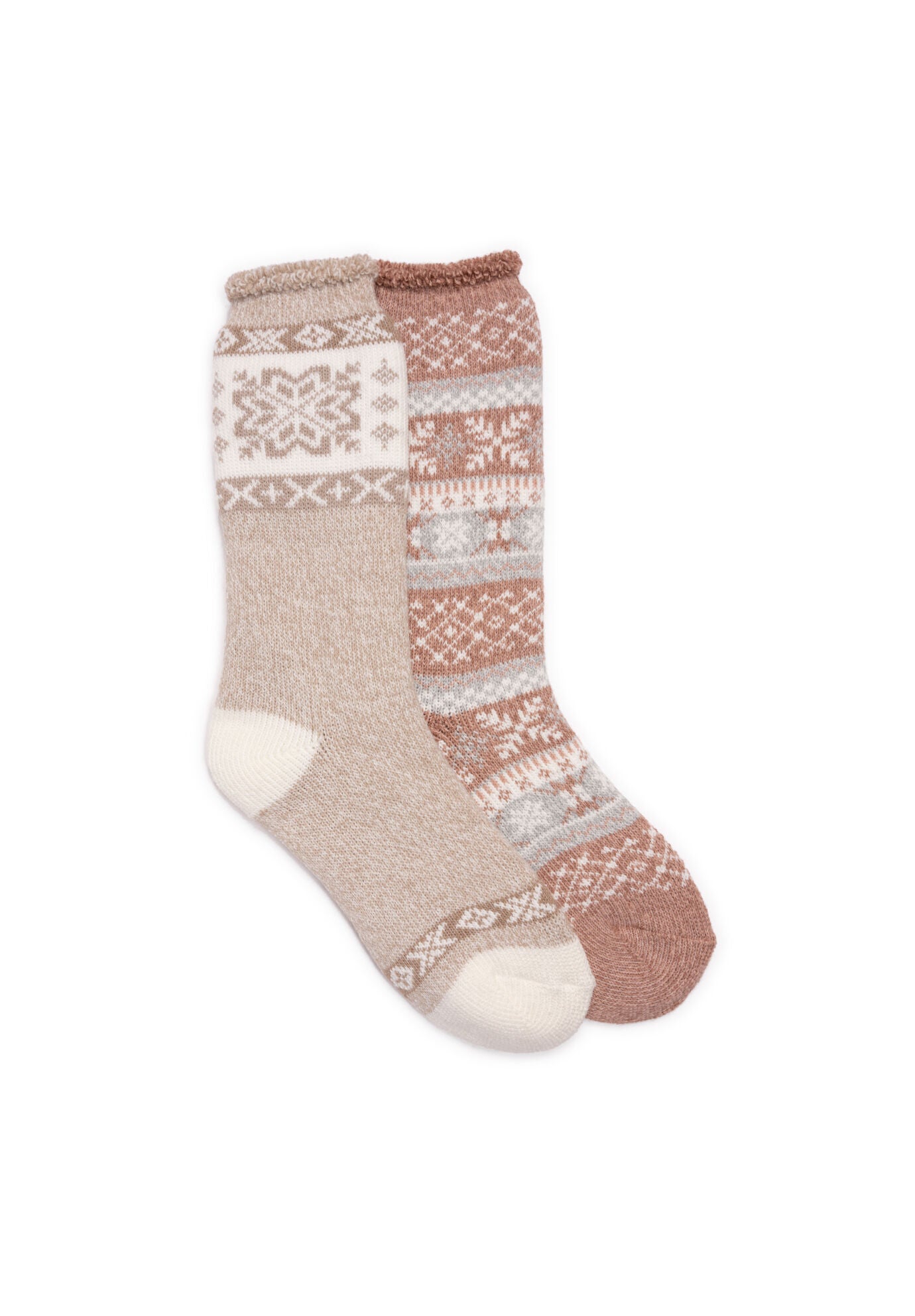 Heat Retainer Socks - Thermal Insulated 2 Pair, Pink Beige | Catherines