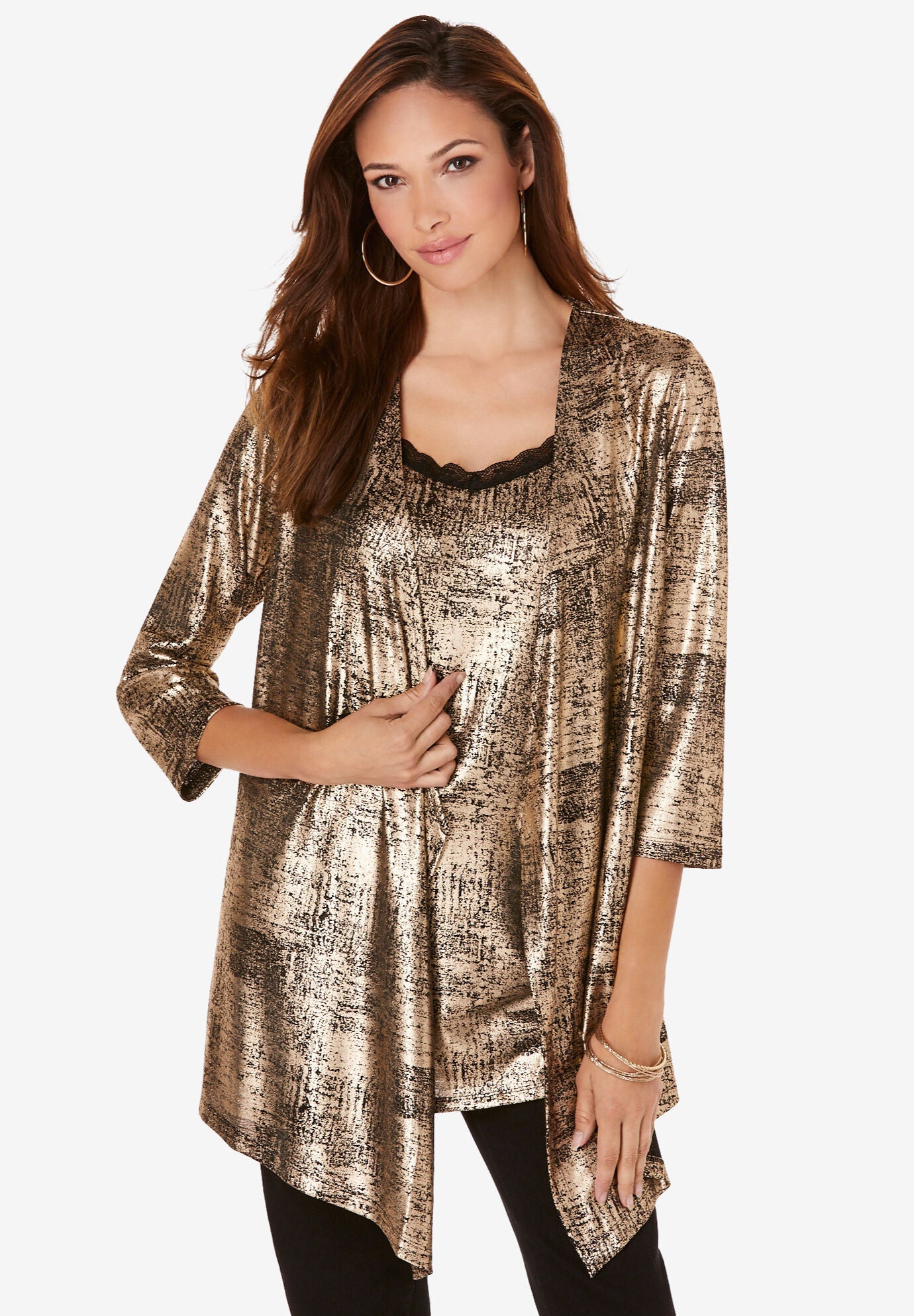 Metallic Cardigan and Tank Set | Catherines