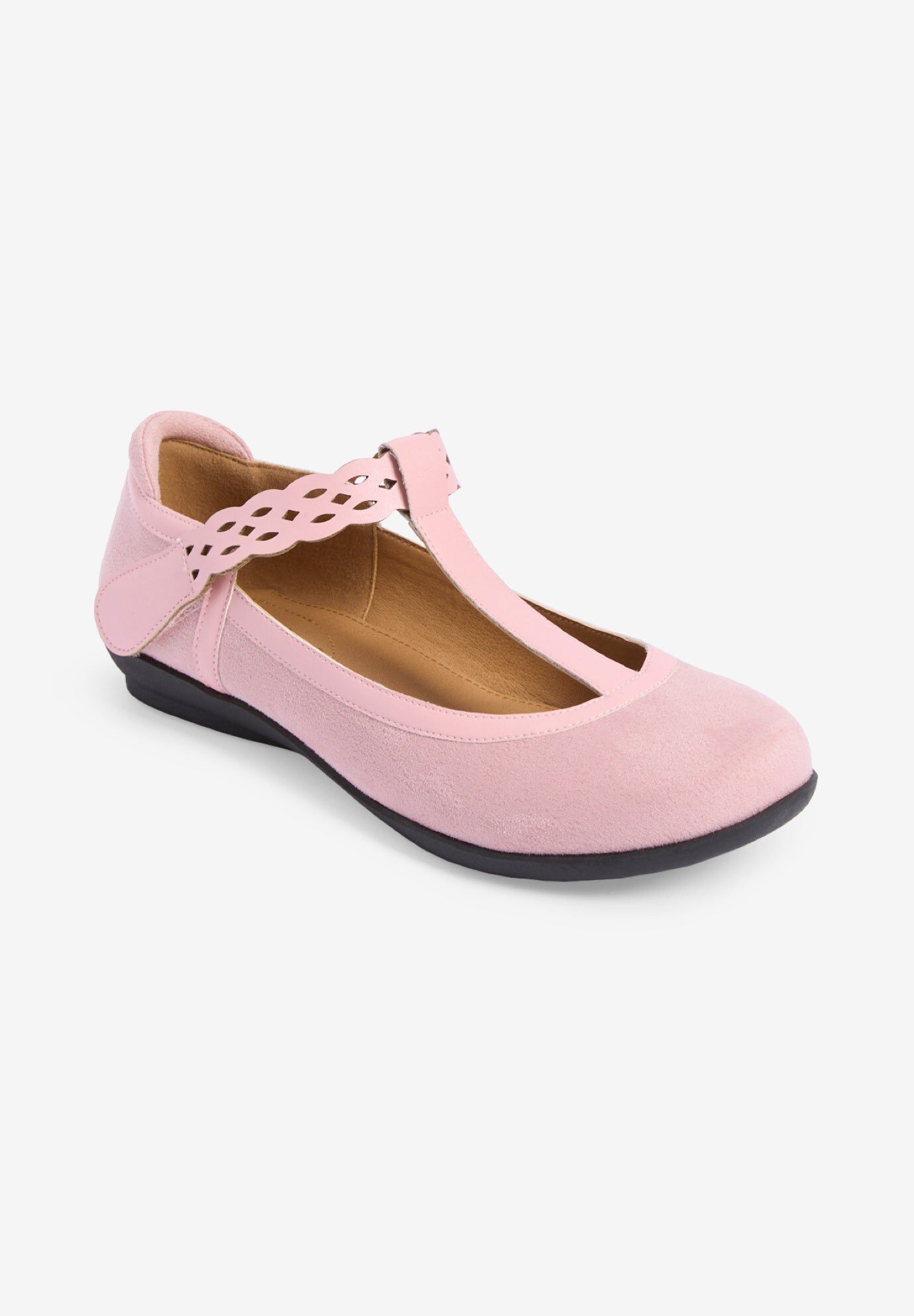Emmi Flat with Laser Cut Strap Details, Rose Mist | Catherines