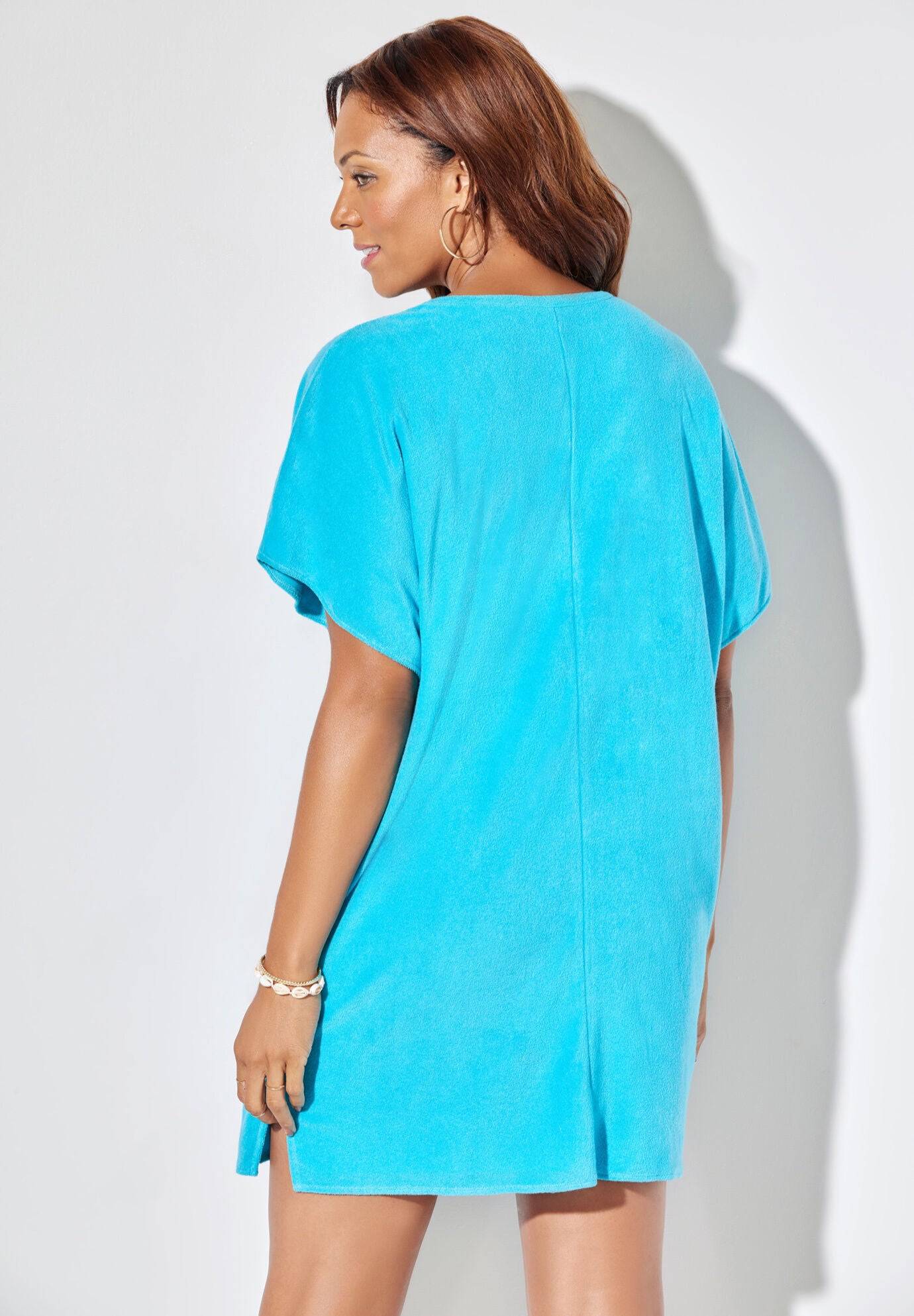 Beach Cover-Up Tunic - Lightweight French Terry, Black | Catherines