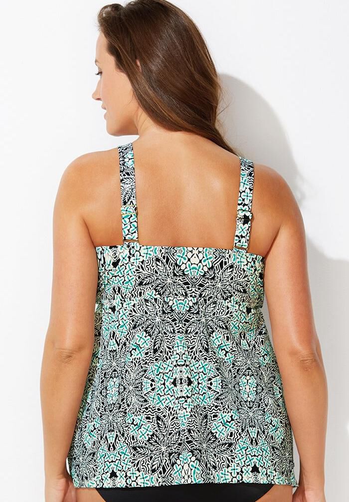 V-Neck Flowy Tankini Top | Catherines