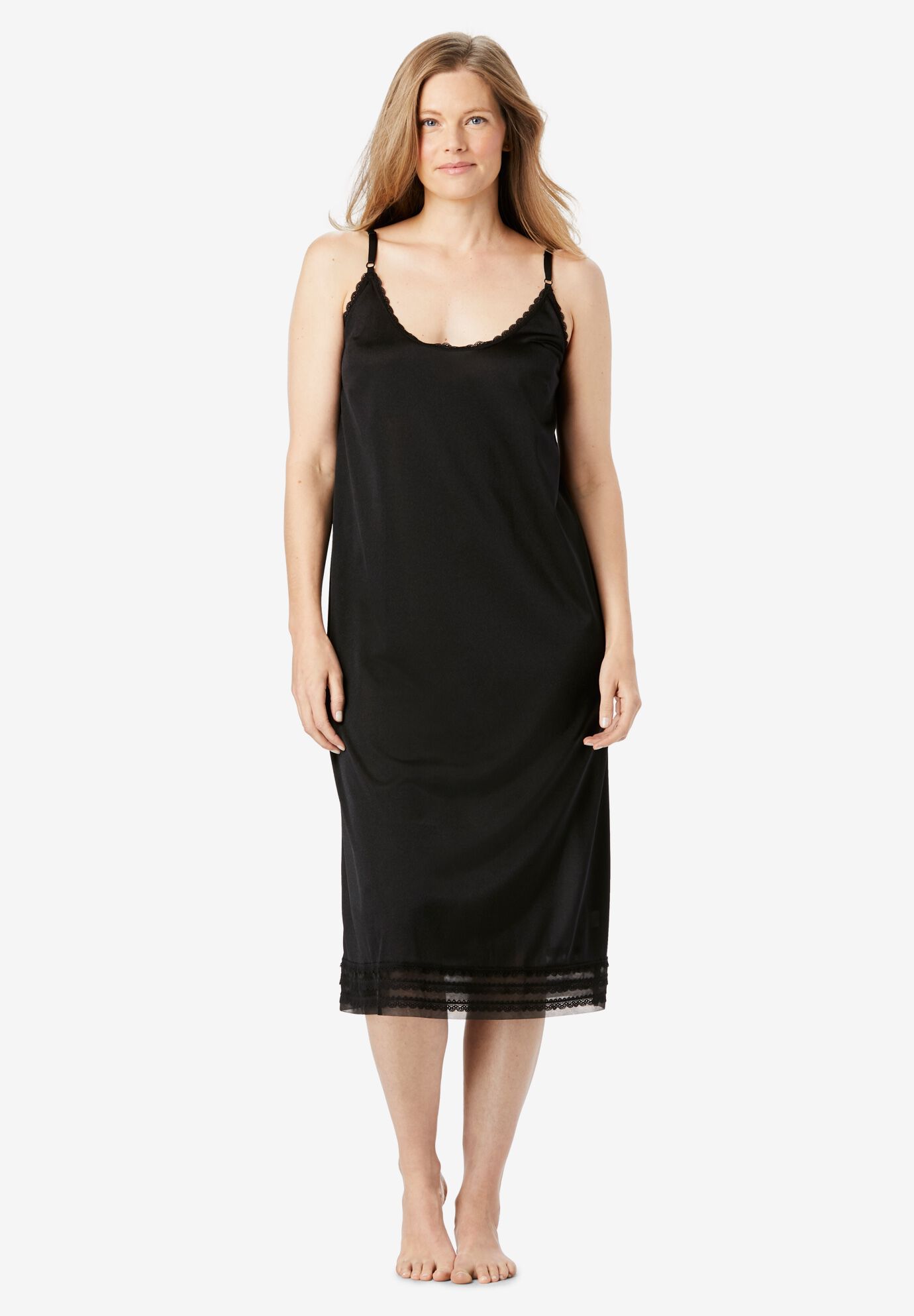 Custom-Length Snip-To-Fit Dress Liner, Black | Catherines