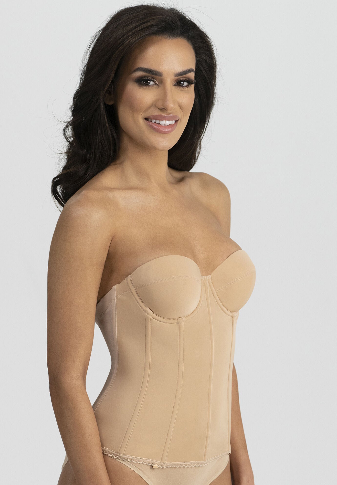 Low Back Strapless Longline Bra Bridal Style Black Catherines
