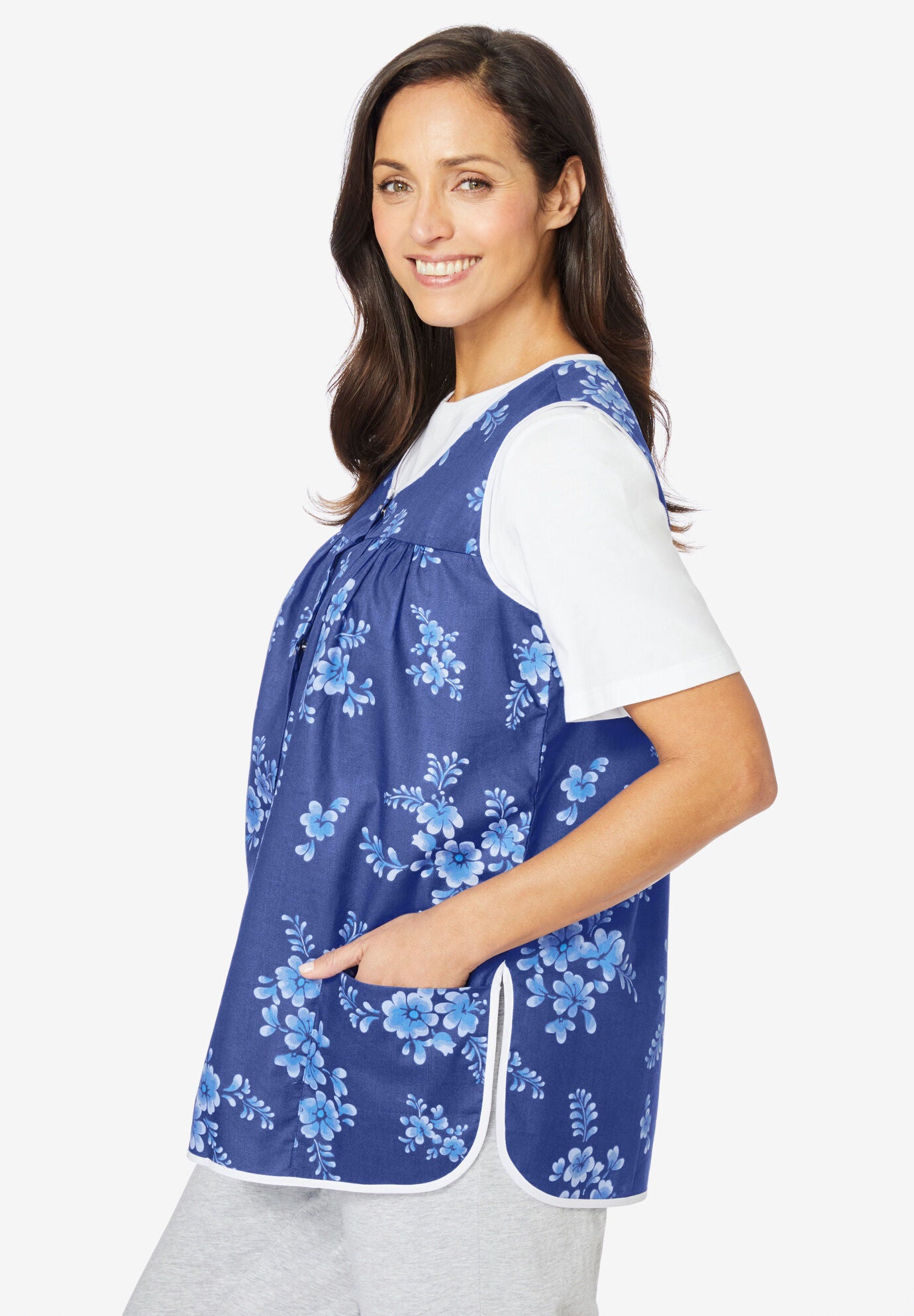 Apron with Snap Front and Pockets | 28" Length, Pretty Orchid Bias ...