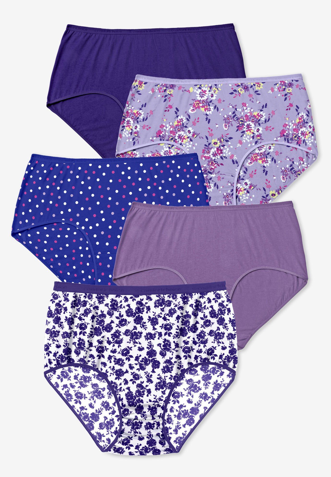 Cotton Brief 5 Pack Full Coverage Panties Ditsy Pack Catherines