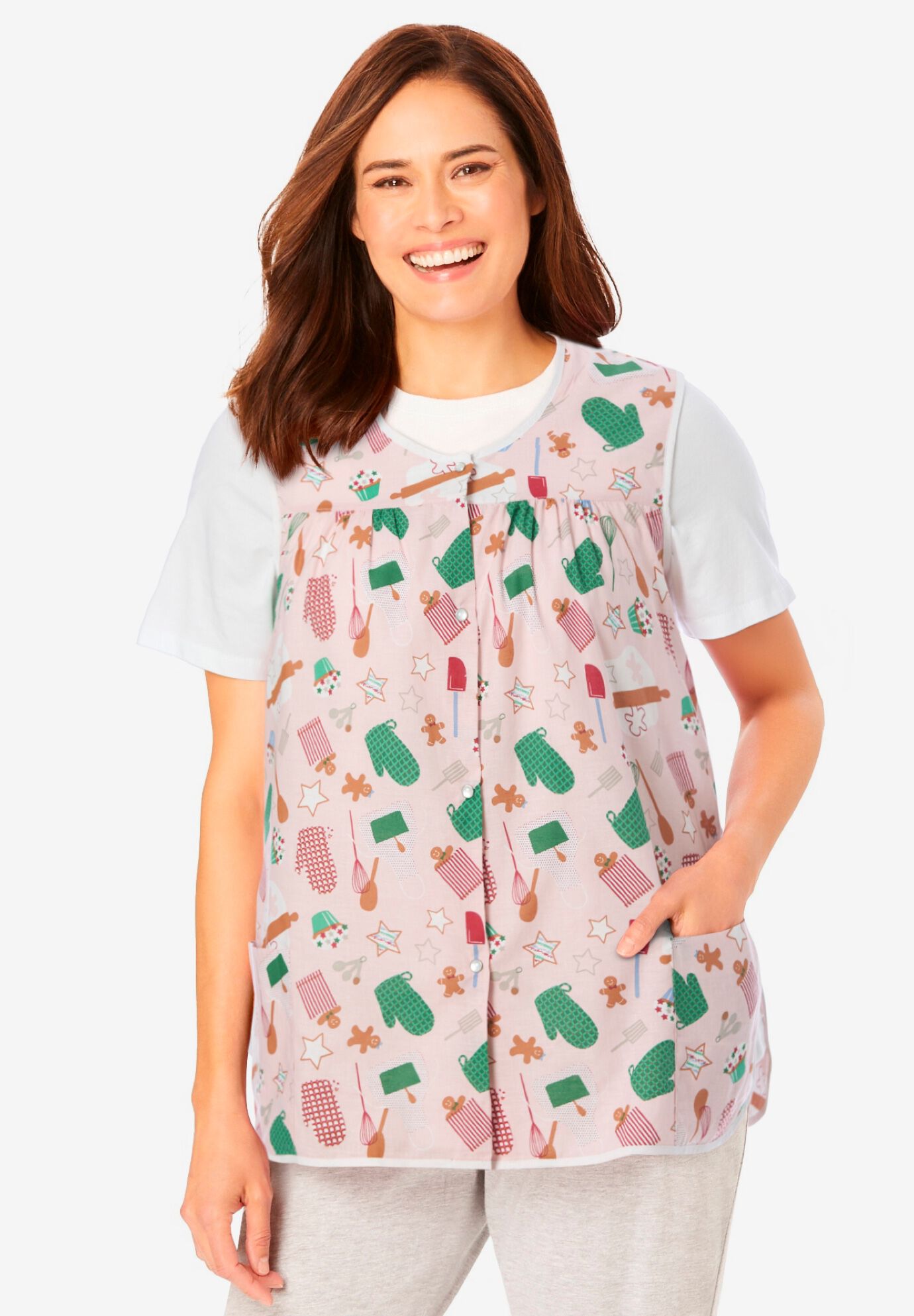 Apron with Snap Front and Pockets | 28" Length, Pretty Orchid Bias ...