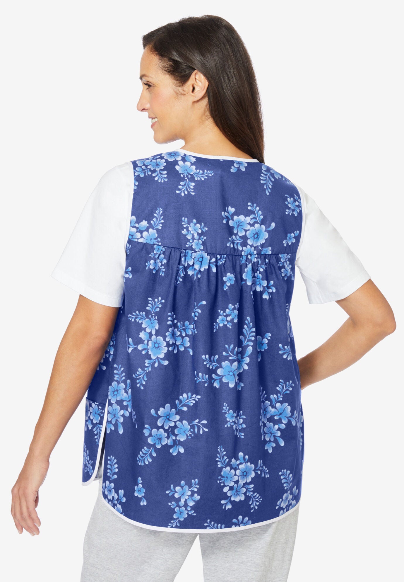 Apron with Snap Front and Pockets | 28" Length, Pretty Orchid Bias ...