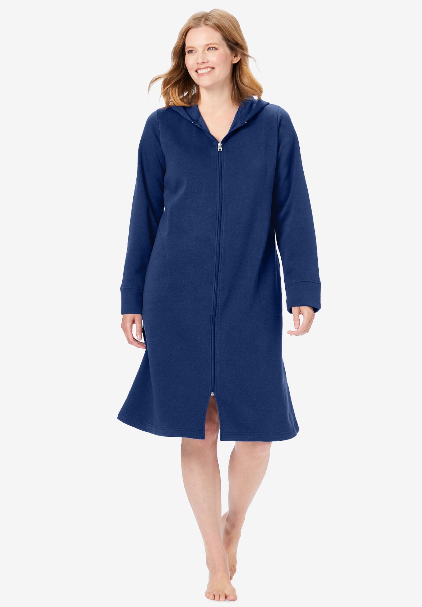 Short Hooded Sweatshirt Robe | Catherines