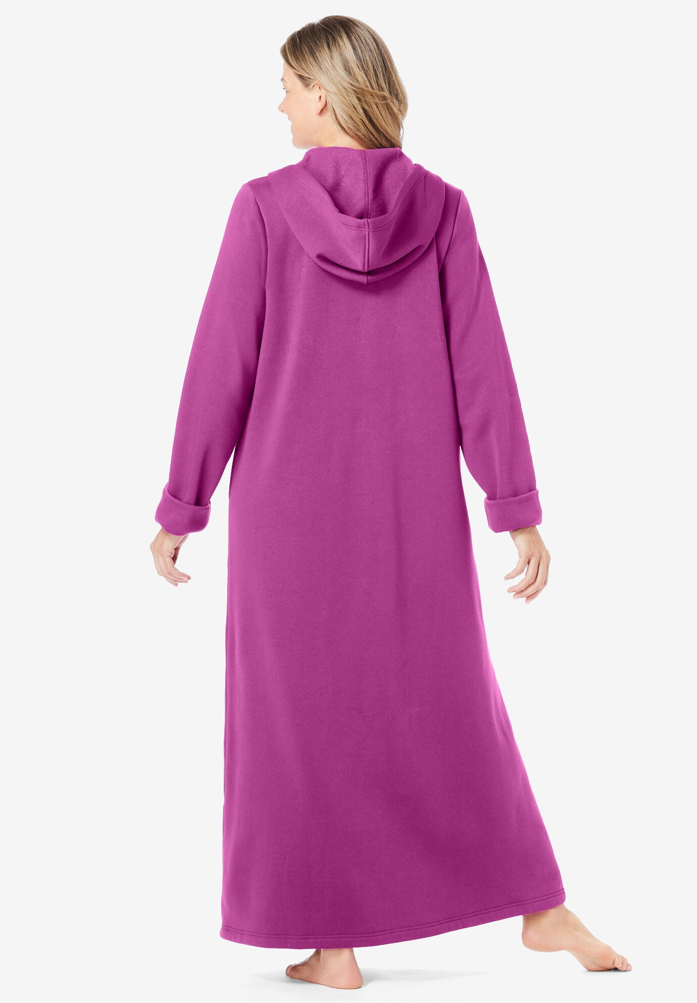 Long Hooded Fleece Sweatshirt Robe | Catherines