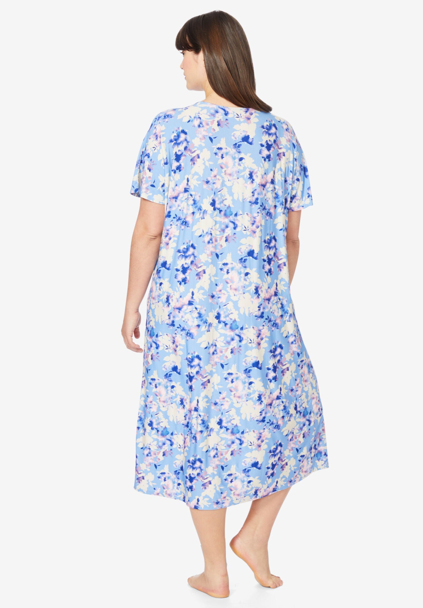 Mid Length Gown - Batwing Sleeve Nightgown, Neutral Ombre Animal ...