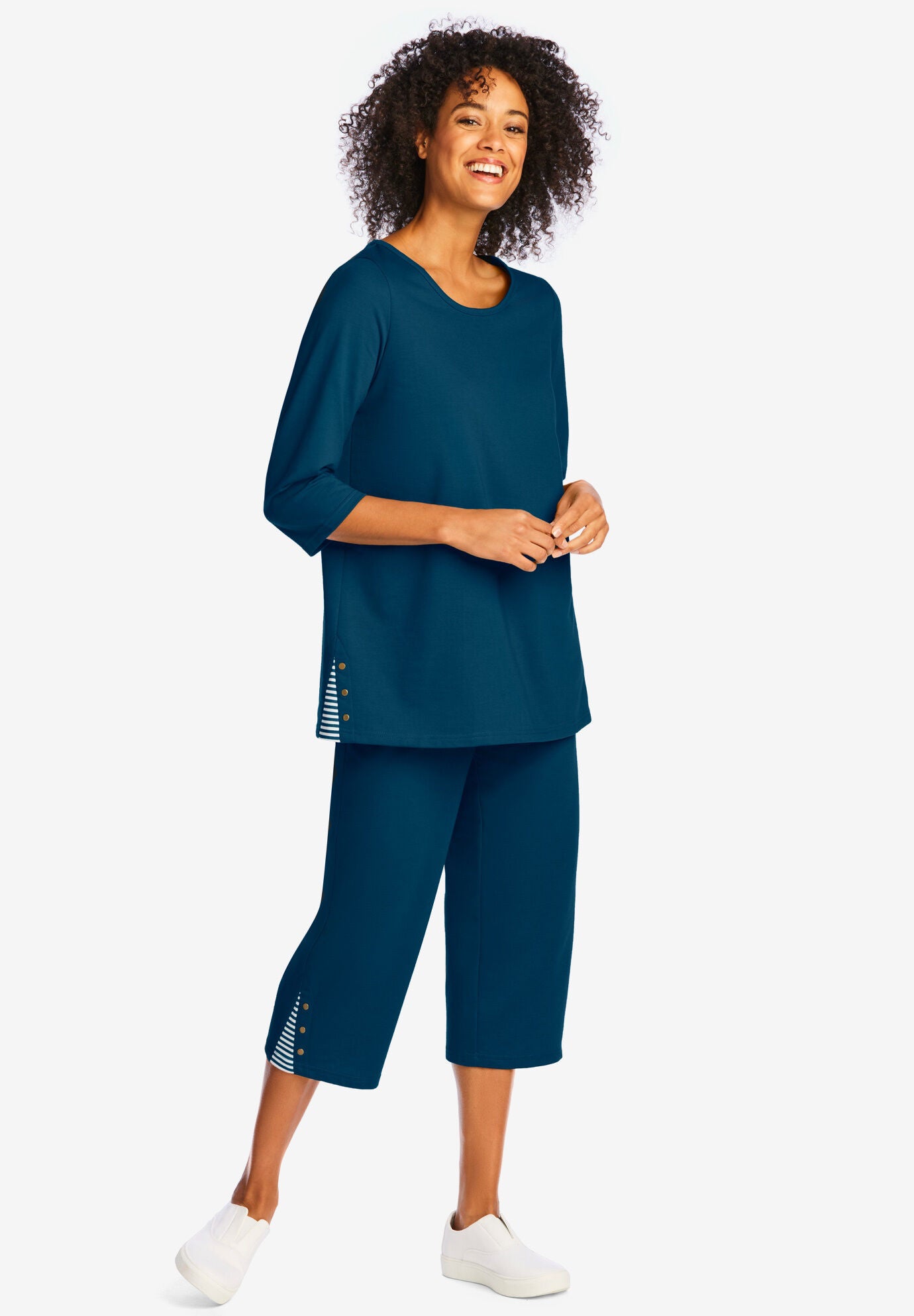 2-Piece Striped French Terry Set | Catherines