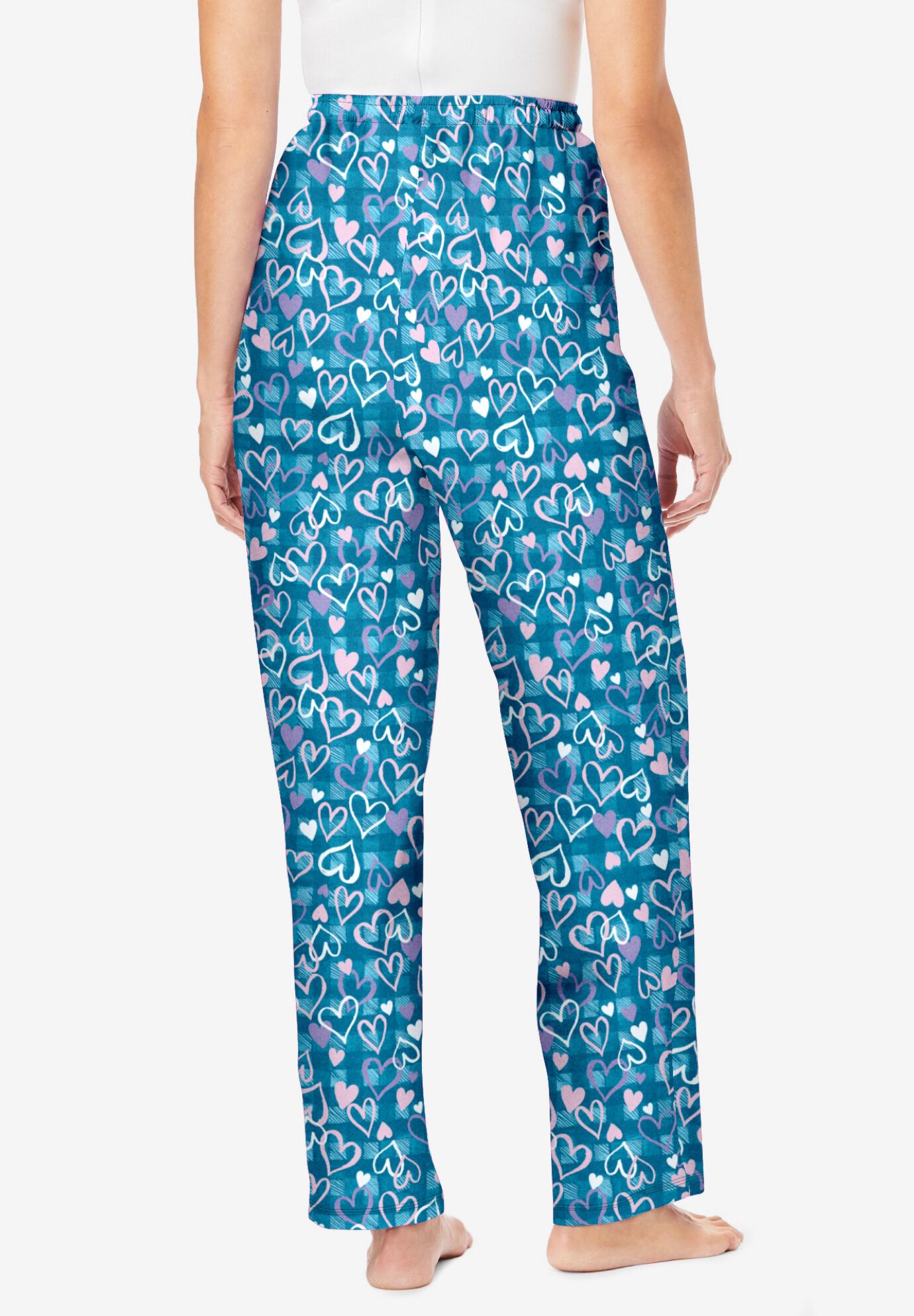 Cotton Knit Sleep Pant with Adjustable Waist, Black | Catherines