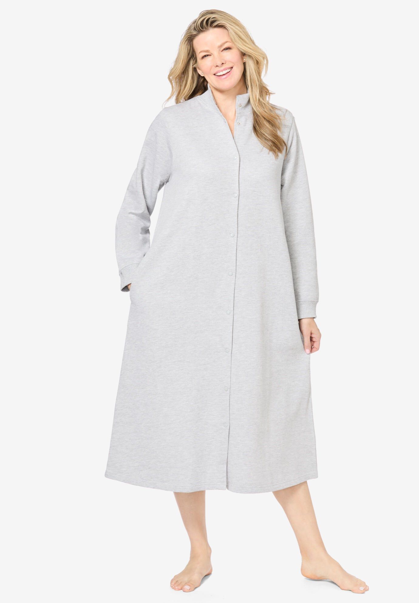 Only Necessities® Fleece Snap-Front Robe | Catherines