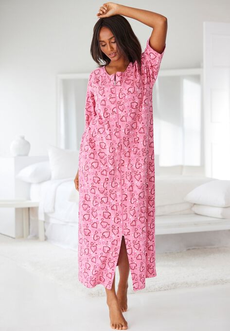 Long French Terry Zip-Front Robe | Catherines