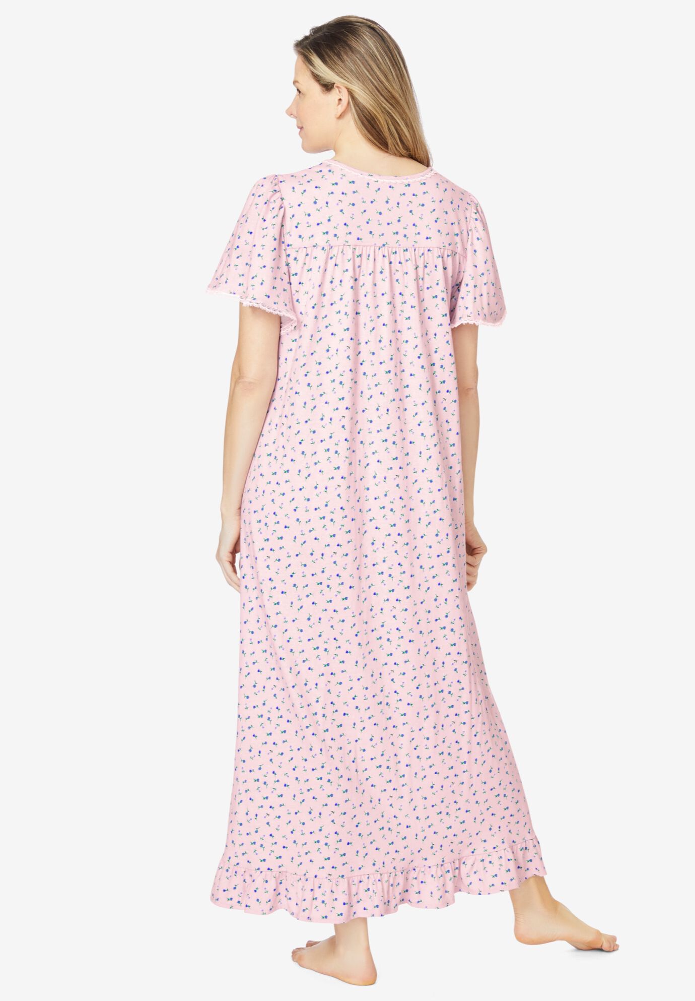 Long Floral Print Cotton Gown | Catherines