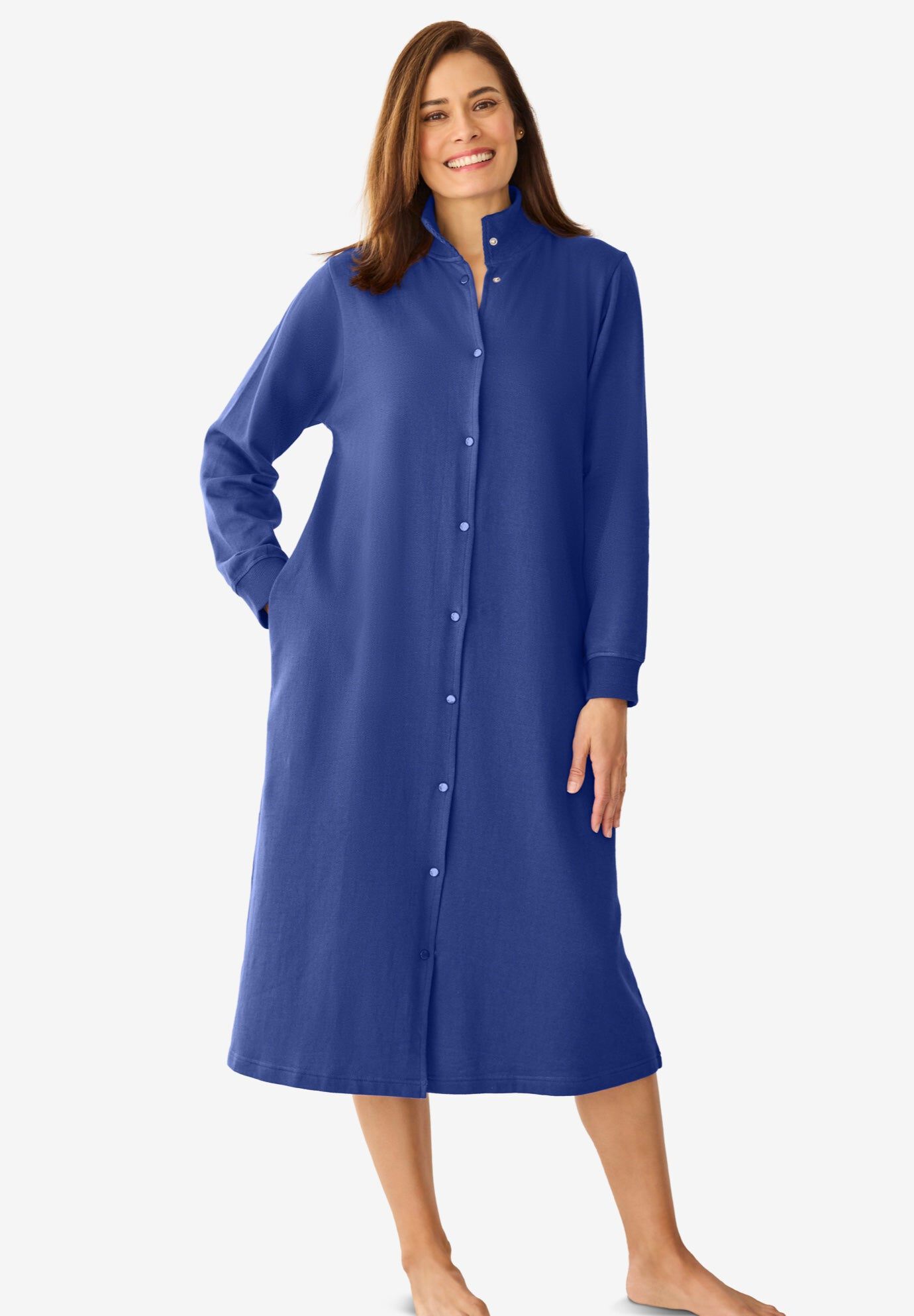 Only Necessities® Fleece Snap-Front Robe | Catherines