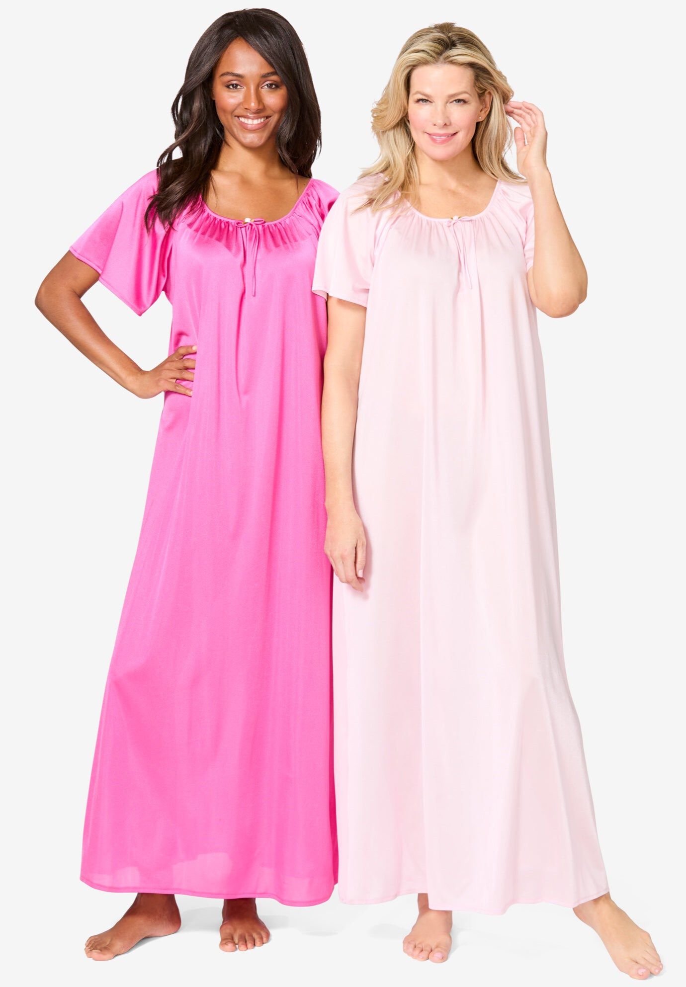 Silky Long Nightgown 2-Pack - Sleepwear Set, Ultra Blue French Blue ...