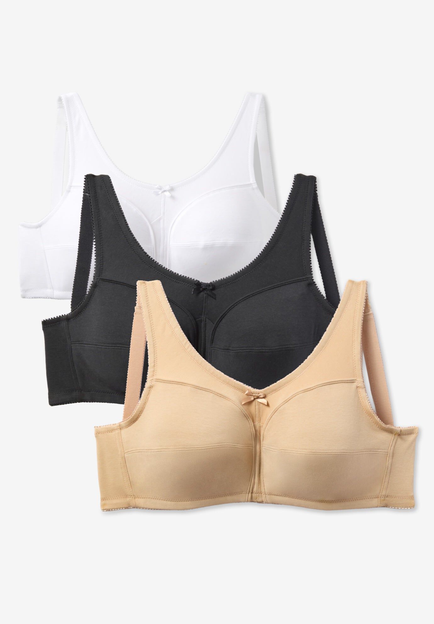 Wireless Cotton Bra 3-Pack – Full-Coverage Lift, Basic Assorted ...