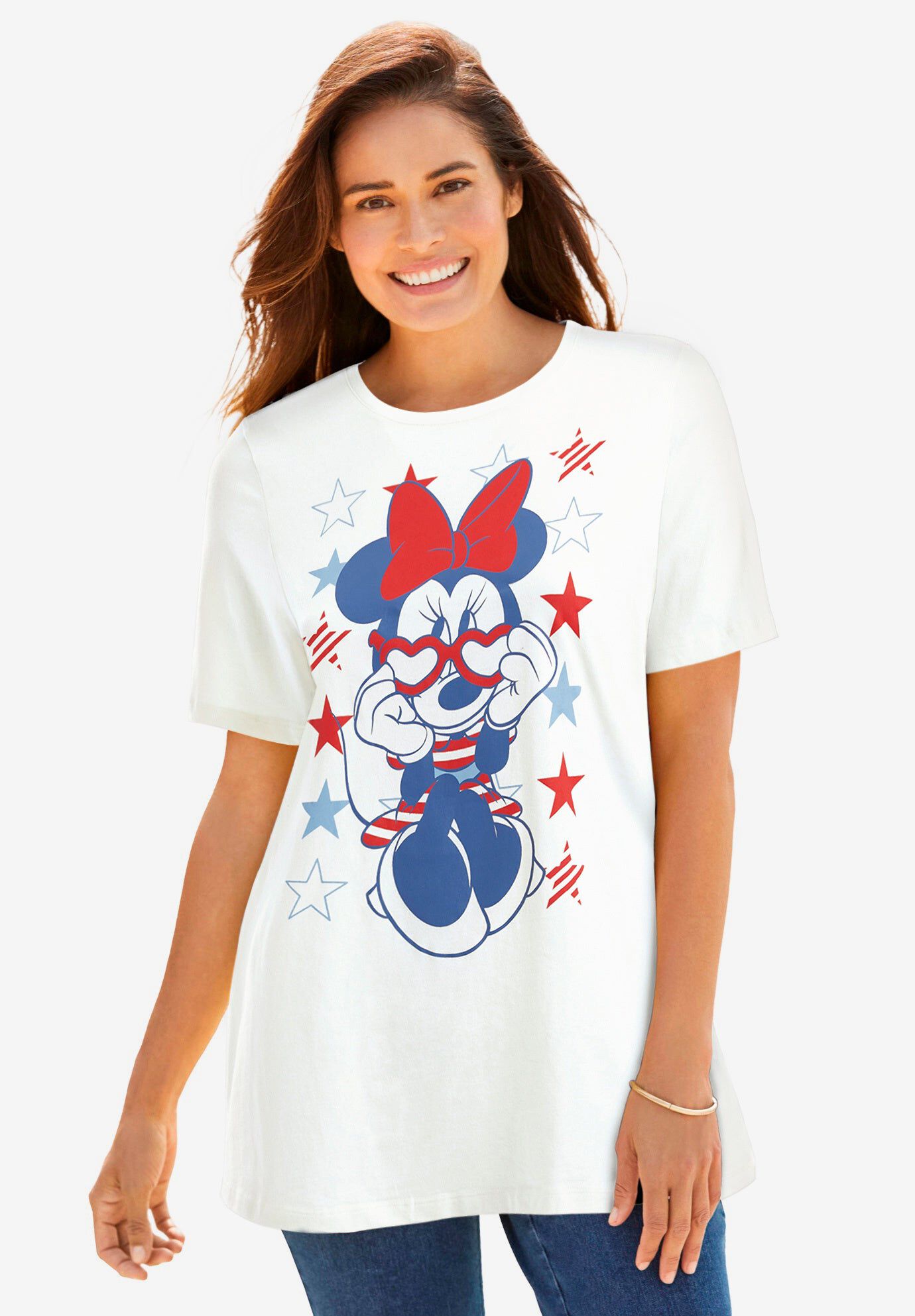Minnie Mouse Tee - Classic Crewneck Fit, White Minnie | Catherines
