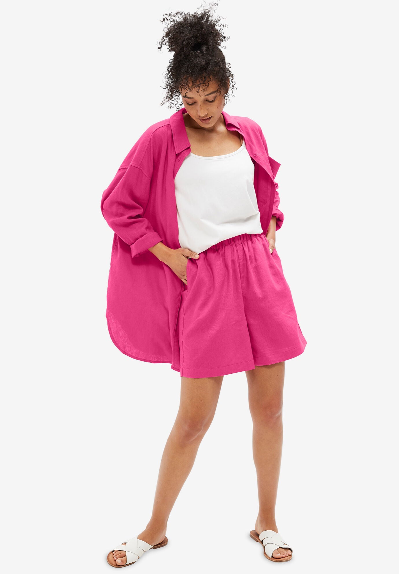 LINEN BLEND SHORT SET | Catherines